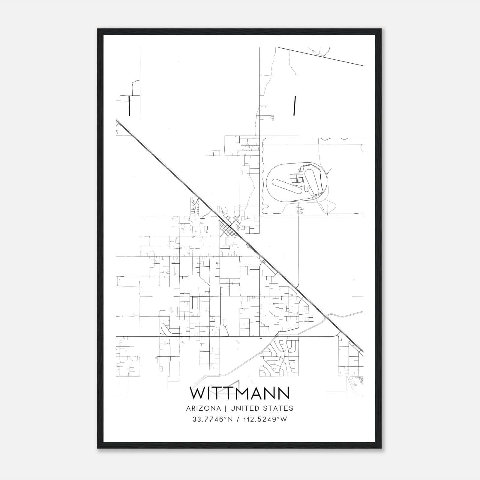 Wittmann Arizona Map Poster, Modern Home Decor Wall Art Print - Custom ...