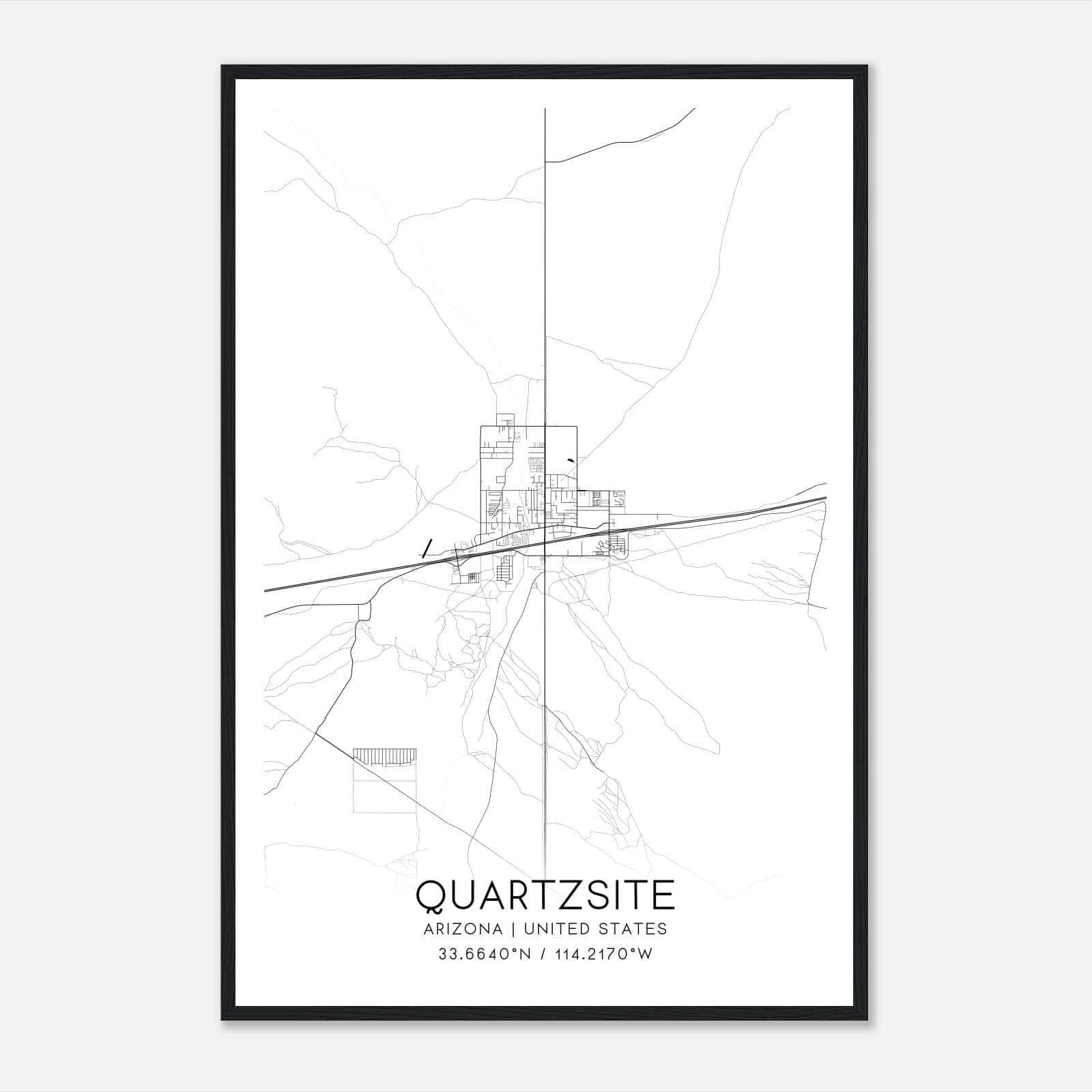 Quartzsite Arizona Map Poster, Modern Home Decor Wall Art Print ...
