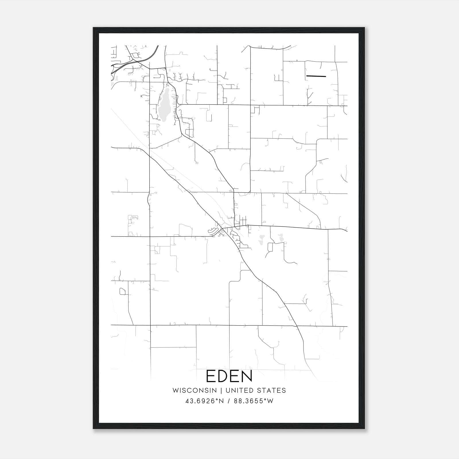 Eden Wisconsin Map Poster, Modern Home Decor Wall Art Print - Custom ...