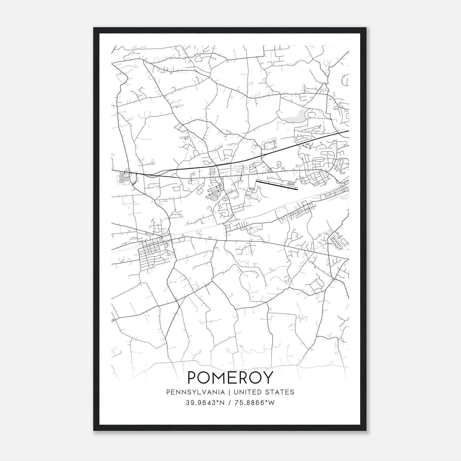 Pomeroy Pennsylvania Map Poster, Modern Home Decor Wall Art Print ...