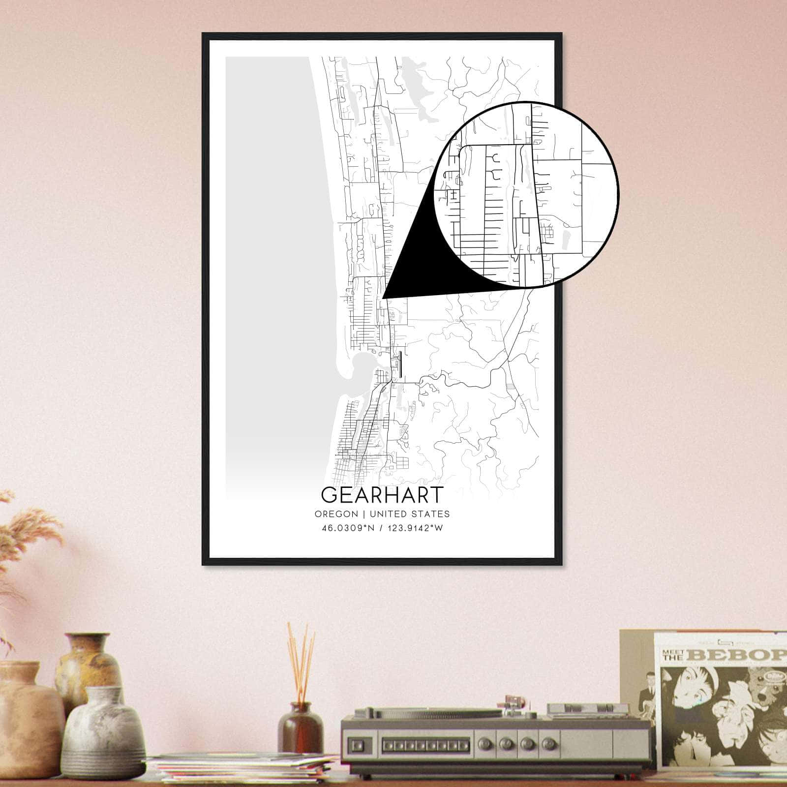 Gearhart Oregon Map Poster, Modern Home Decor Wall Art Print - Custom ...