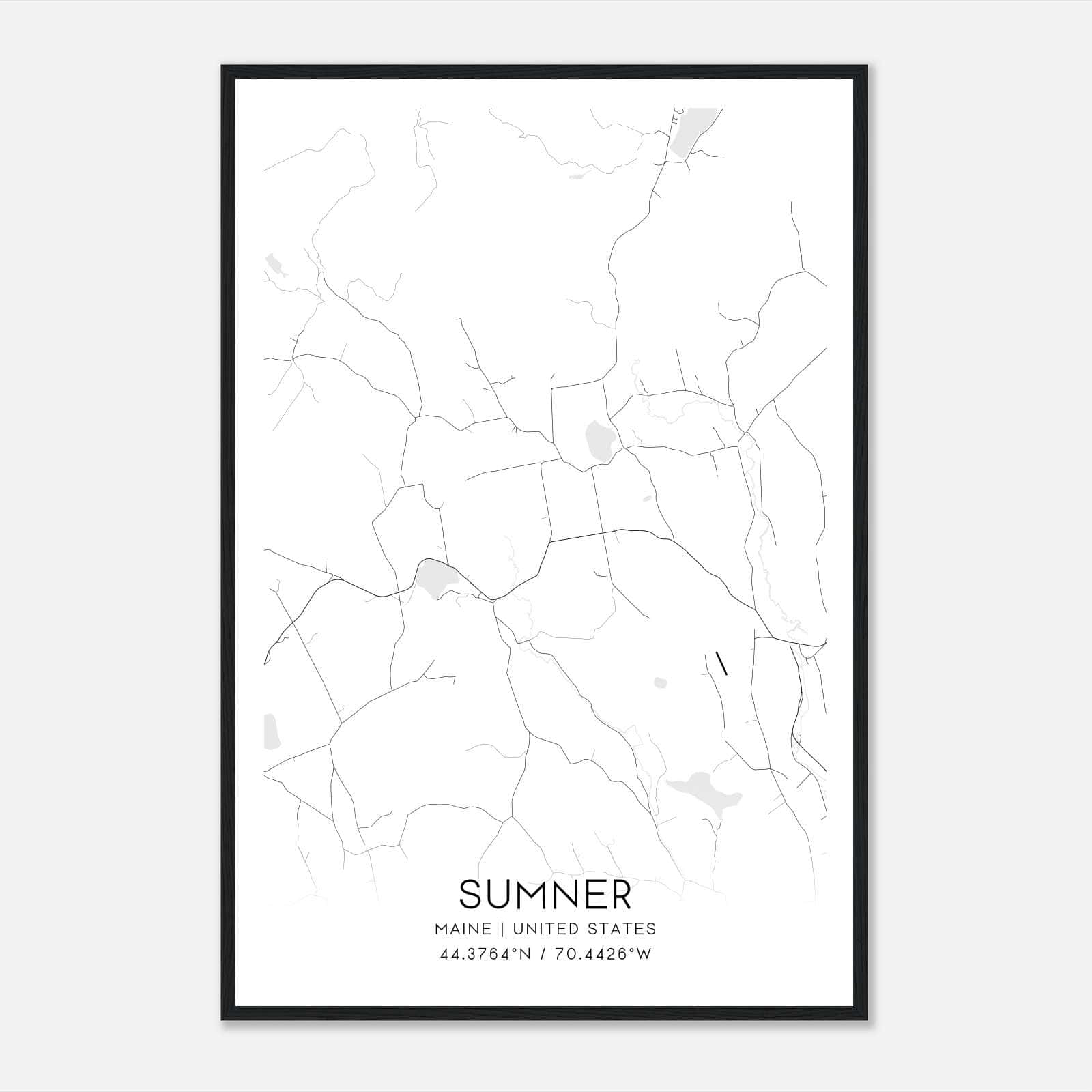 Sumner Maine Map Poster, Modern Home Decor Wall Art Print - Custom Maps ...