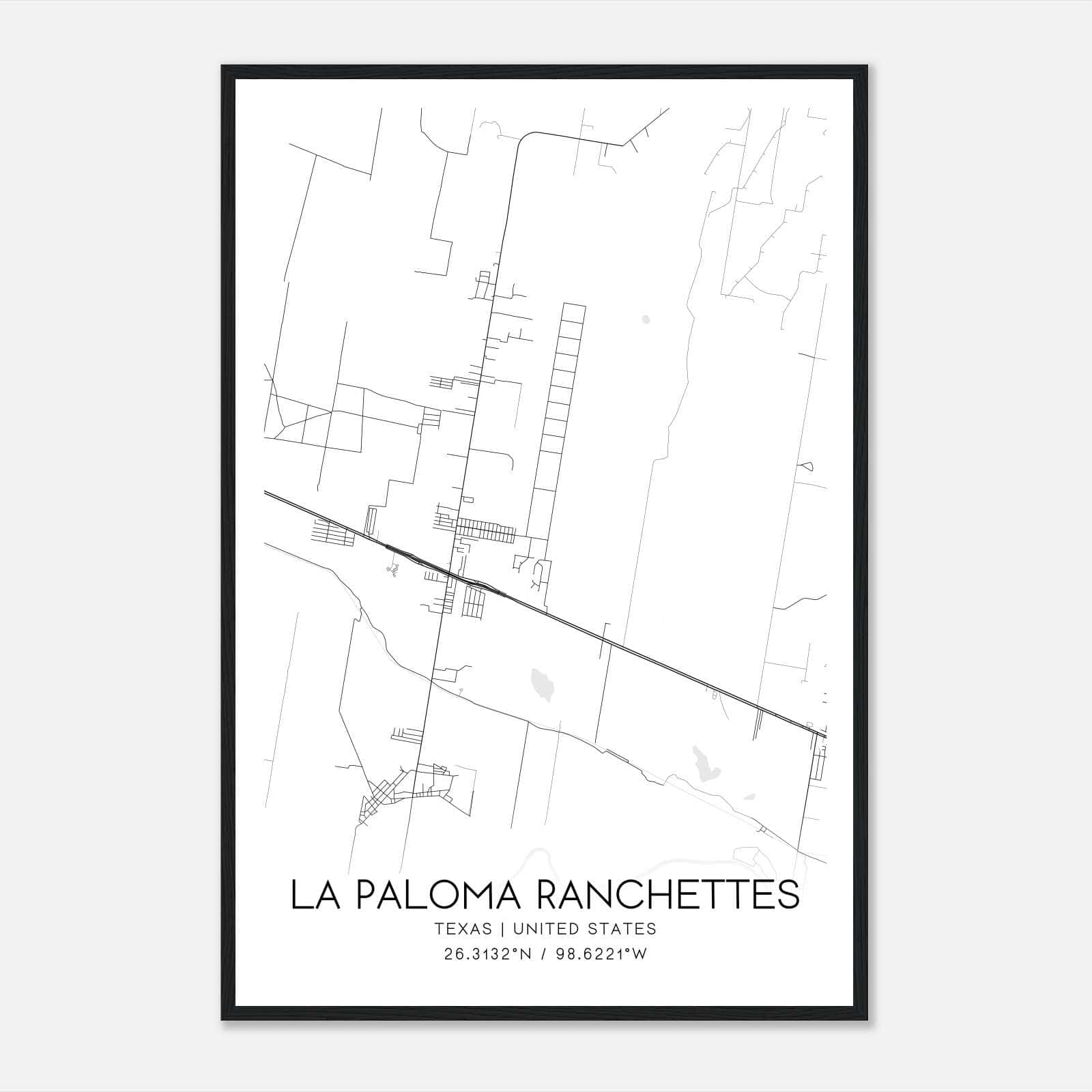 La Paloma Ranchettes Texas Map Poster, Modern Home Decor Wall Art Print ...