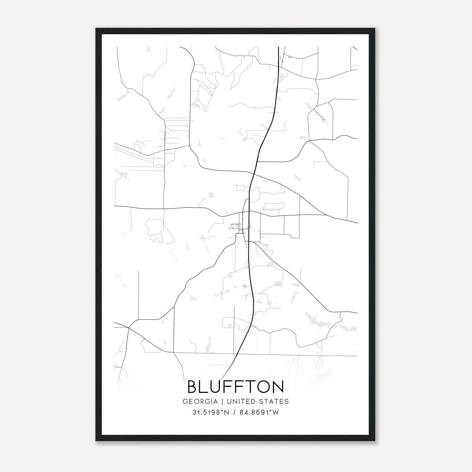 Bluffton Georgia Map Poster, Modern Home Decor Wall Art Print - Custom ...