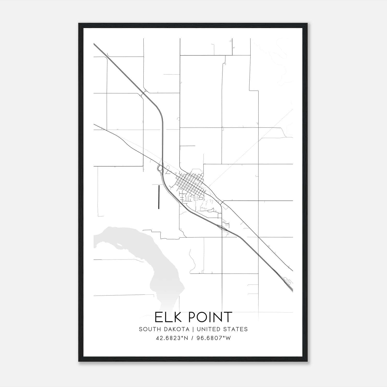 Elk Point South Dakota Map Poster, Modern Home Decor Wall Art Print ...