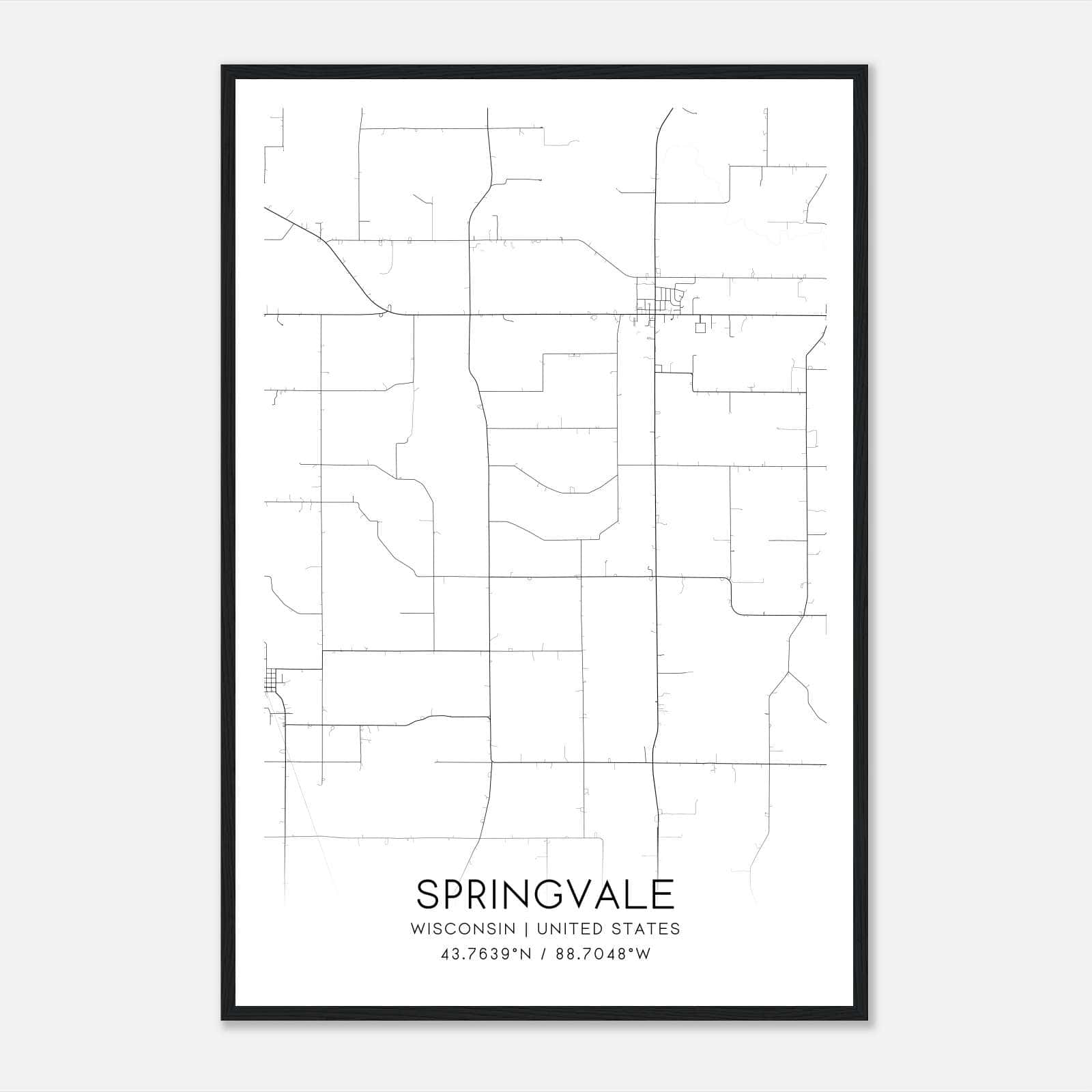 Springvale Wisconsin Map Poster, Modern Home Decor Wall Art Print ...