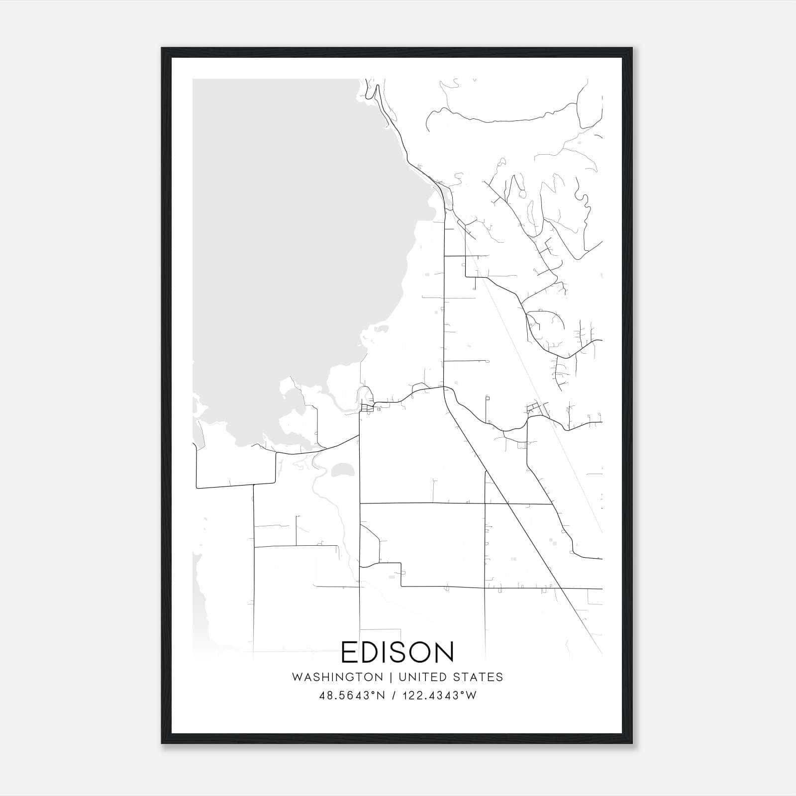 Edison Washington Map Poster, Modern Home Decor Wall Art Print - Custom ...