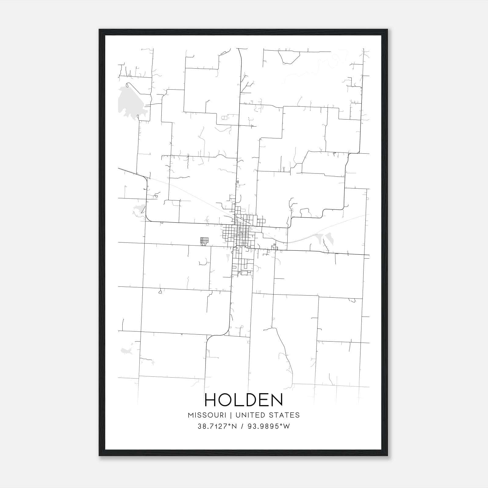 Holden Missouri Map Poster, Modern Home Decor Wall Art Print - Custom Maps & Posters