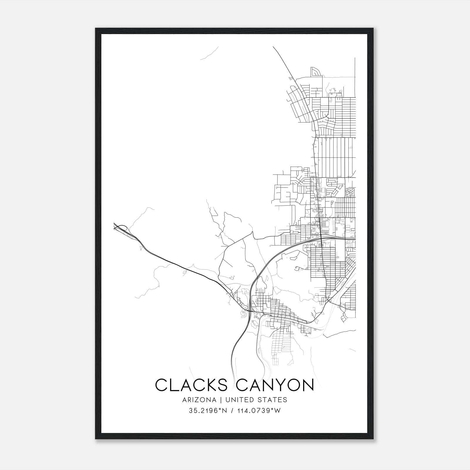 Clacks Canyon Arizona Map Poster, Modern Home Decor Wall Art Print ...