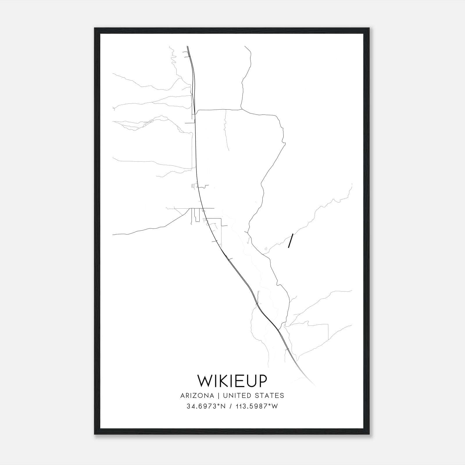 Wikieup Arizona Map Poster, Modern Home Decor Wall Art Print - Custom ...