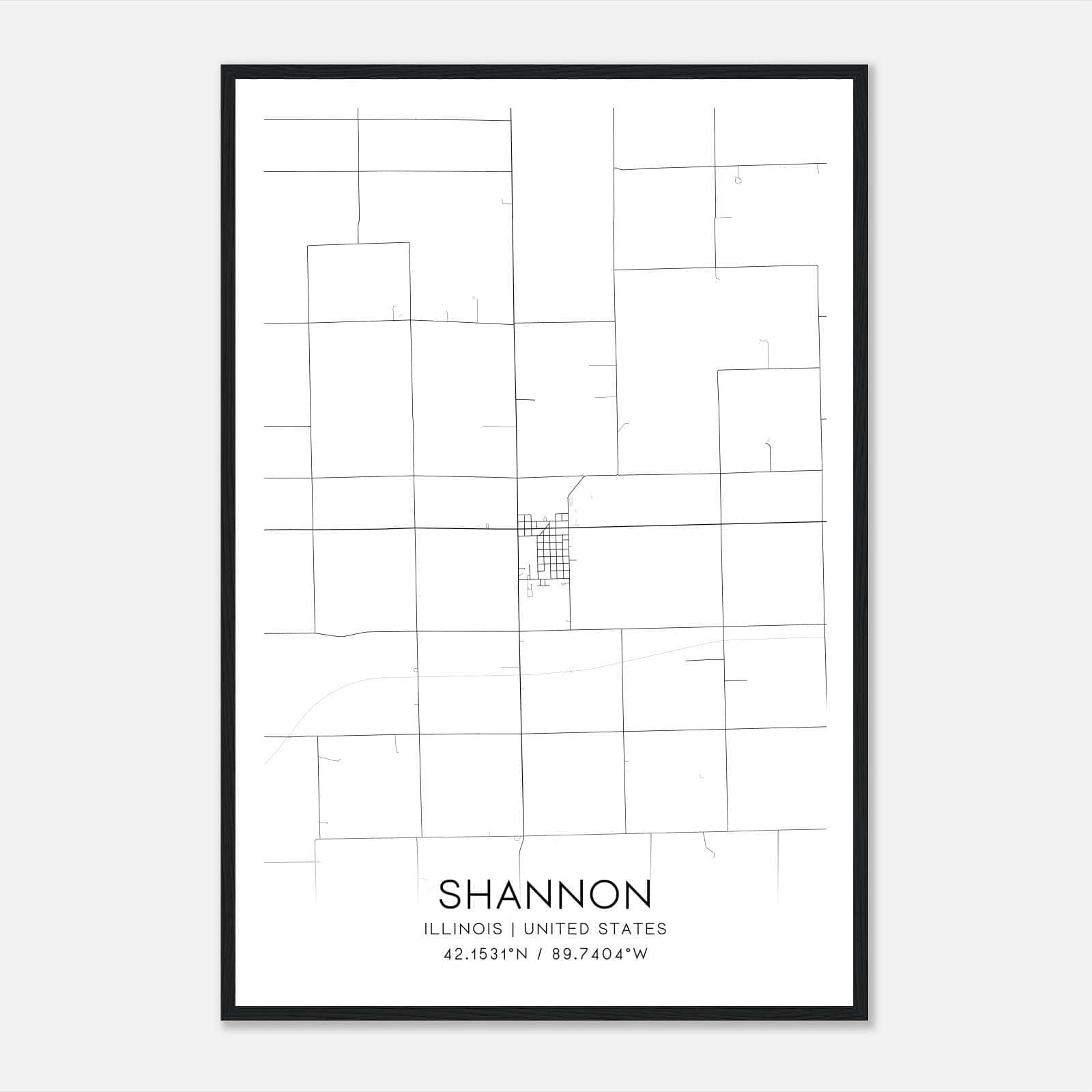 Shannon Illinois Map Poster, Modern Home Decor Wall Art Print - Custom ...