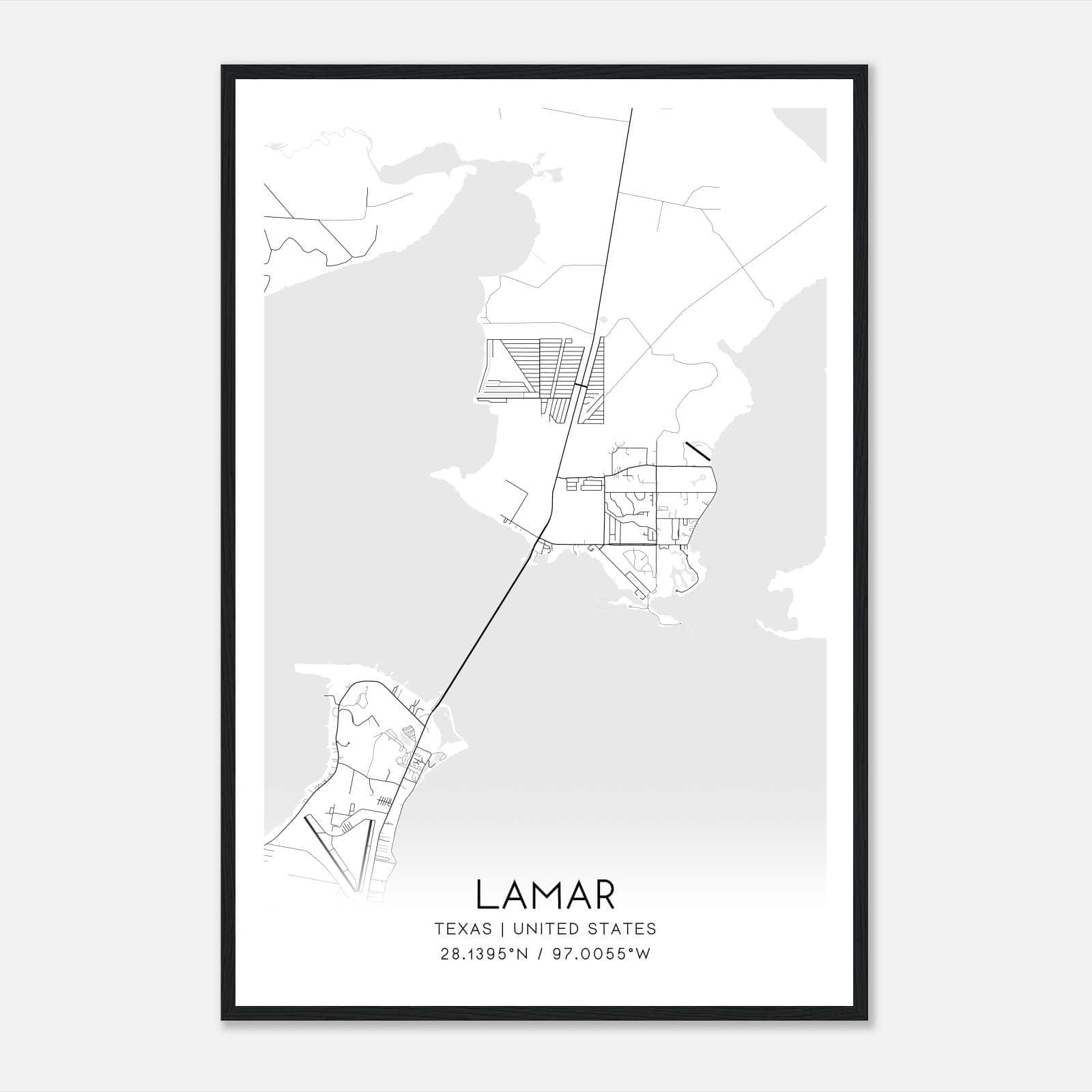Lamar Texas Map Poster, Modern Home Decor Wall Art Print - Custom Maps ...
