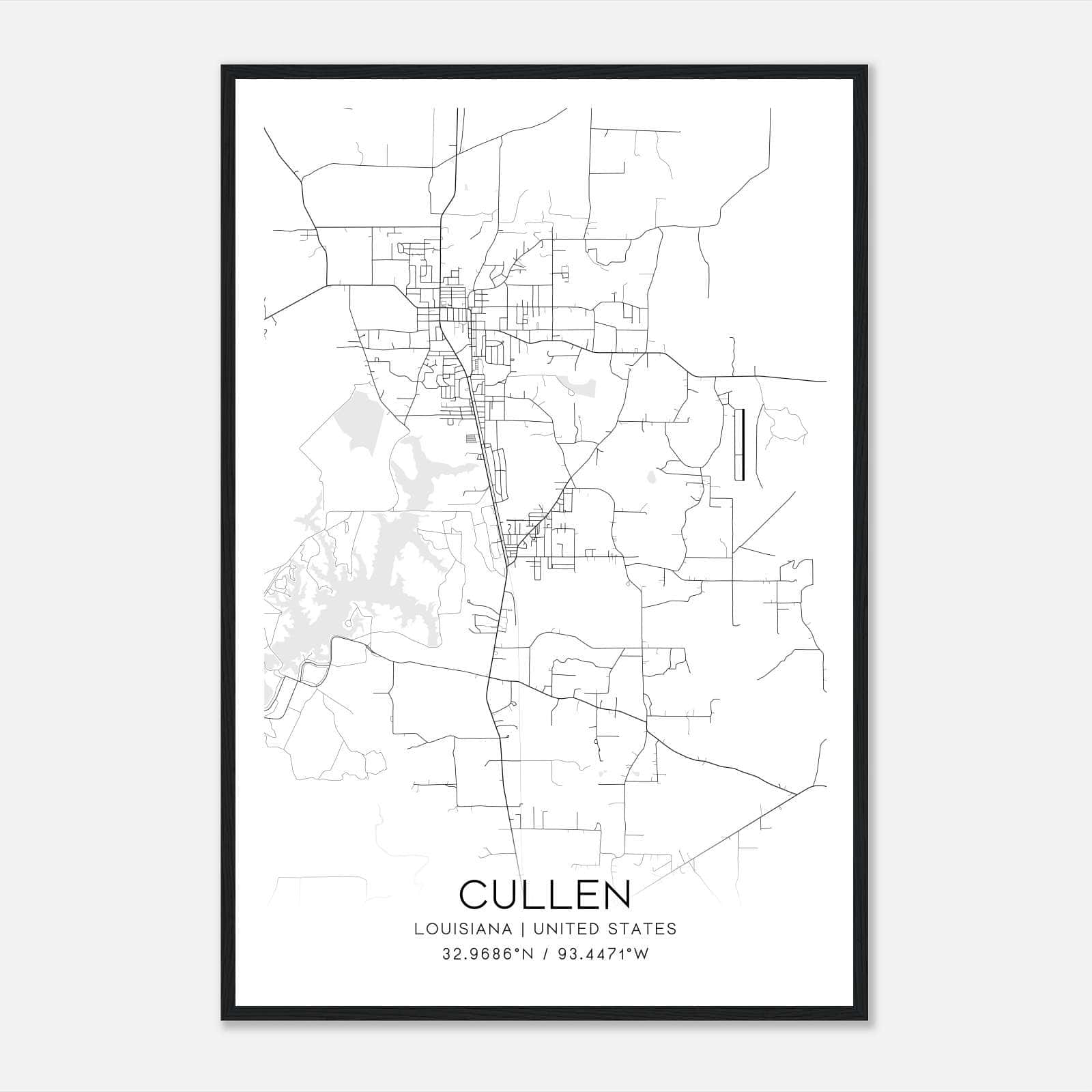 Cullen Louisiana Map Poster, Modern Home Decor Wall Art Print - Custom ...