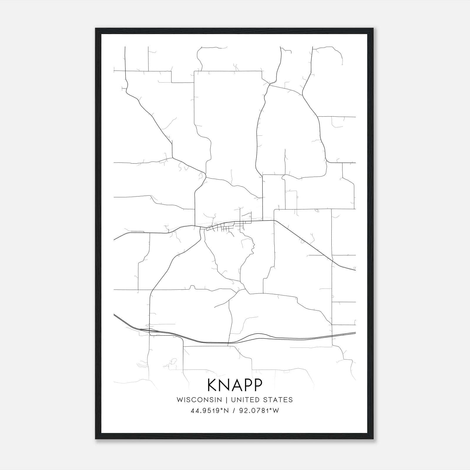 Knapp Wisconsin Map Poster, Modern Home Decor Wall Art Print - Custom ...