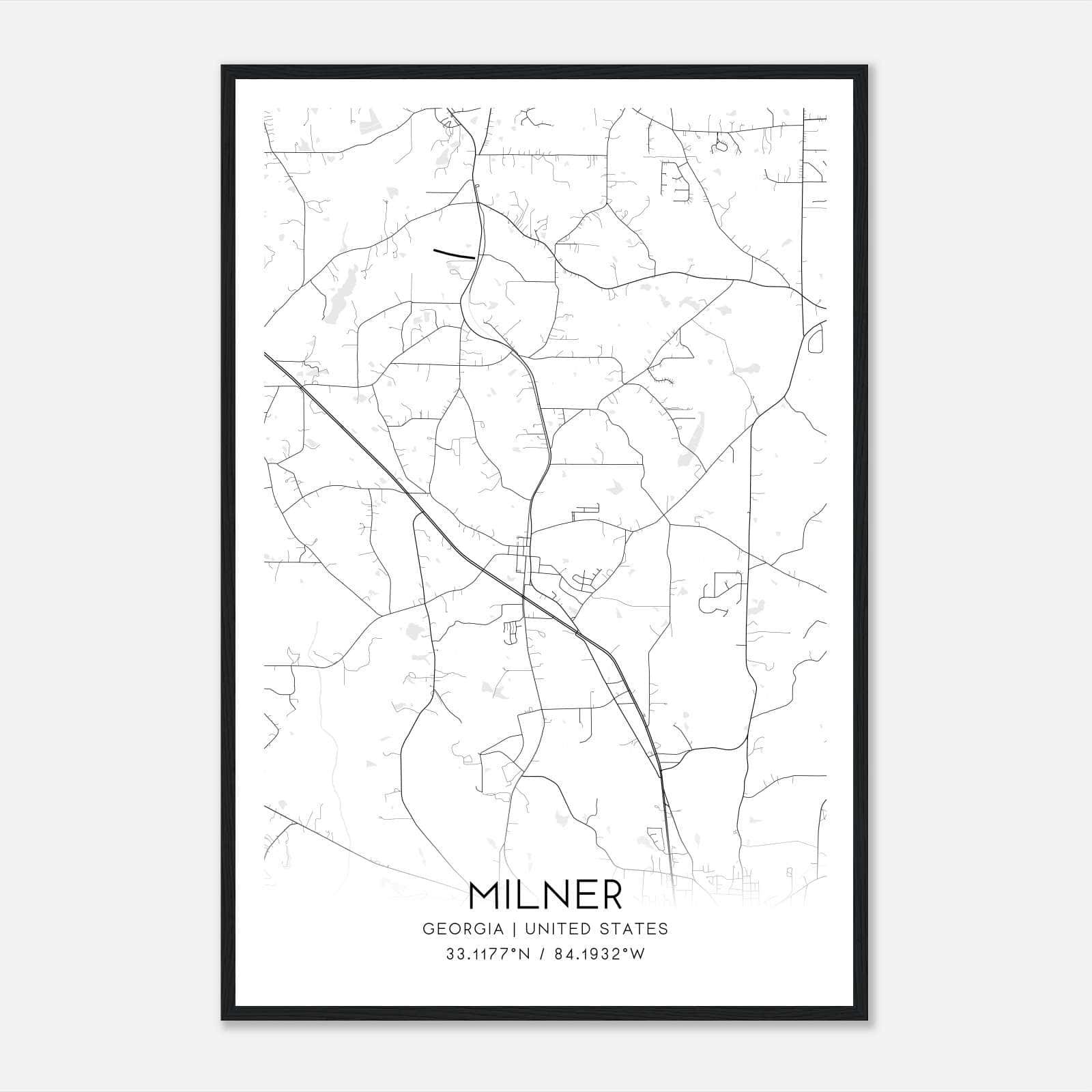 Milner Georgia Map Poster, Modern Home Decor Wall Art Print - Custom ...