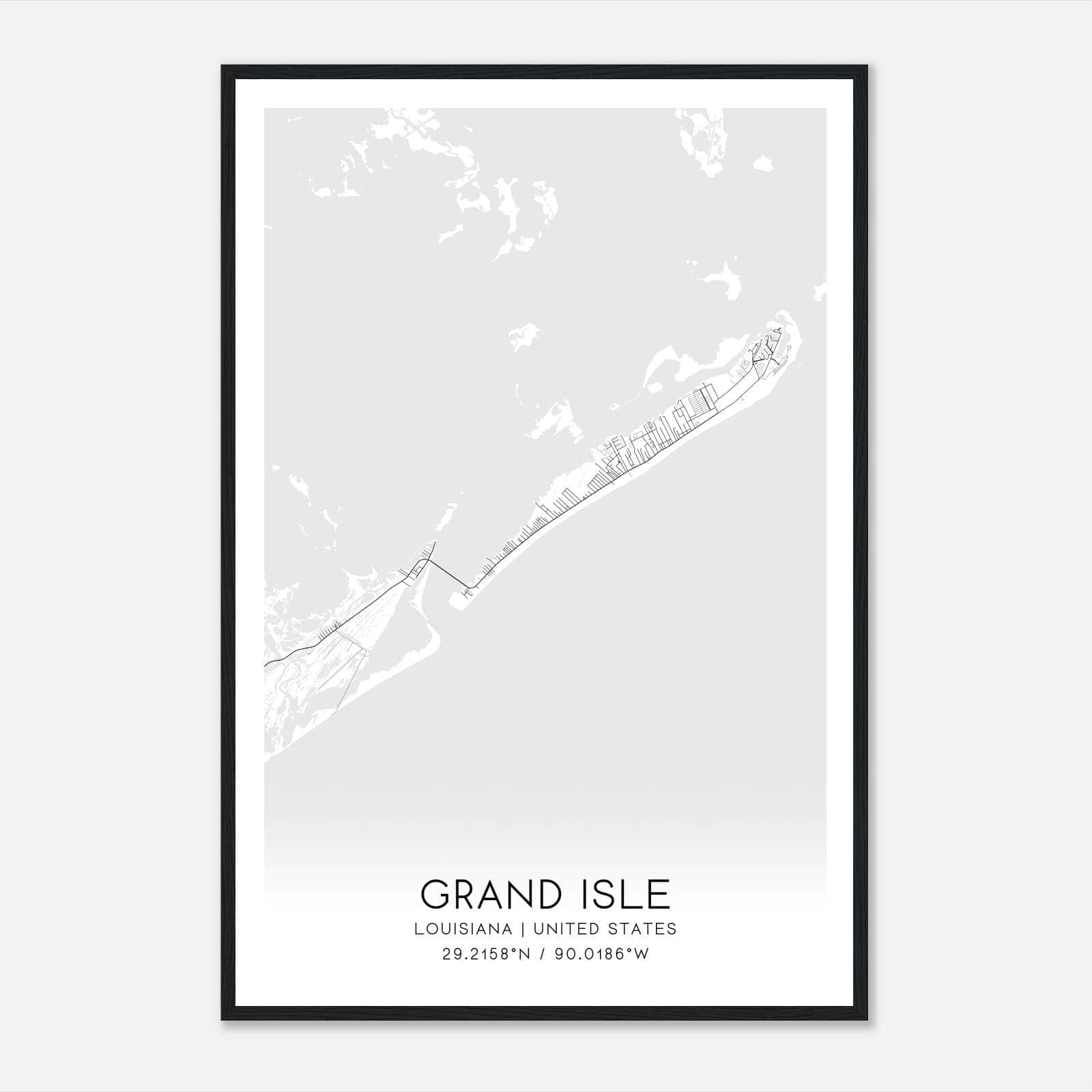 Grand Isle Louisiana Map Poster, Modern Home Decor Wall Art Print ...