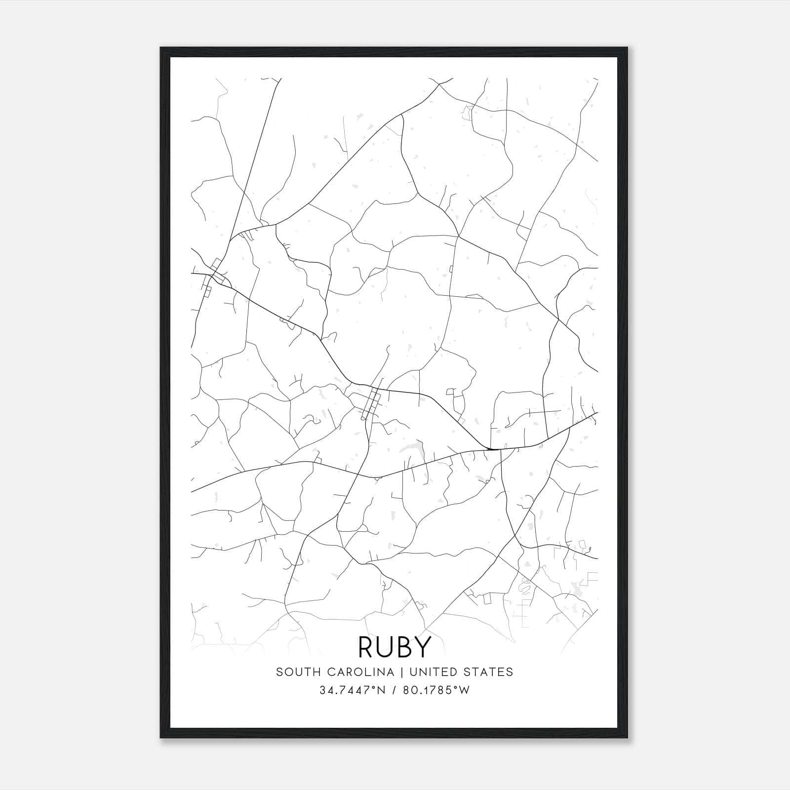 Ruby South Carolina Map Poster, Modern Home Decor Wall Art Print ...