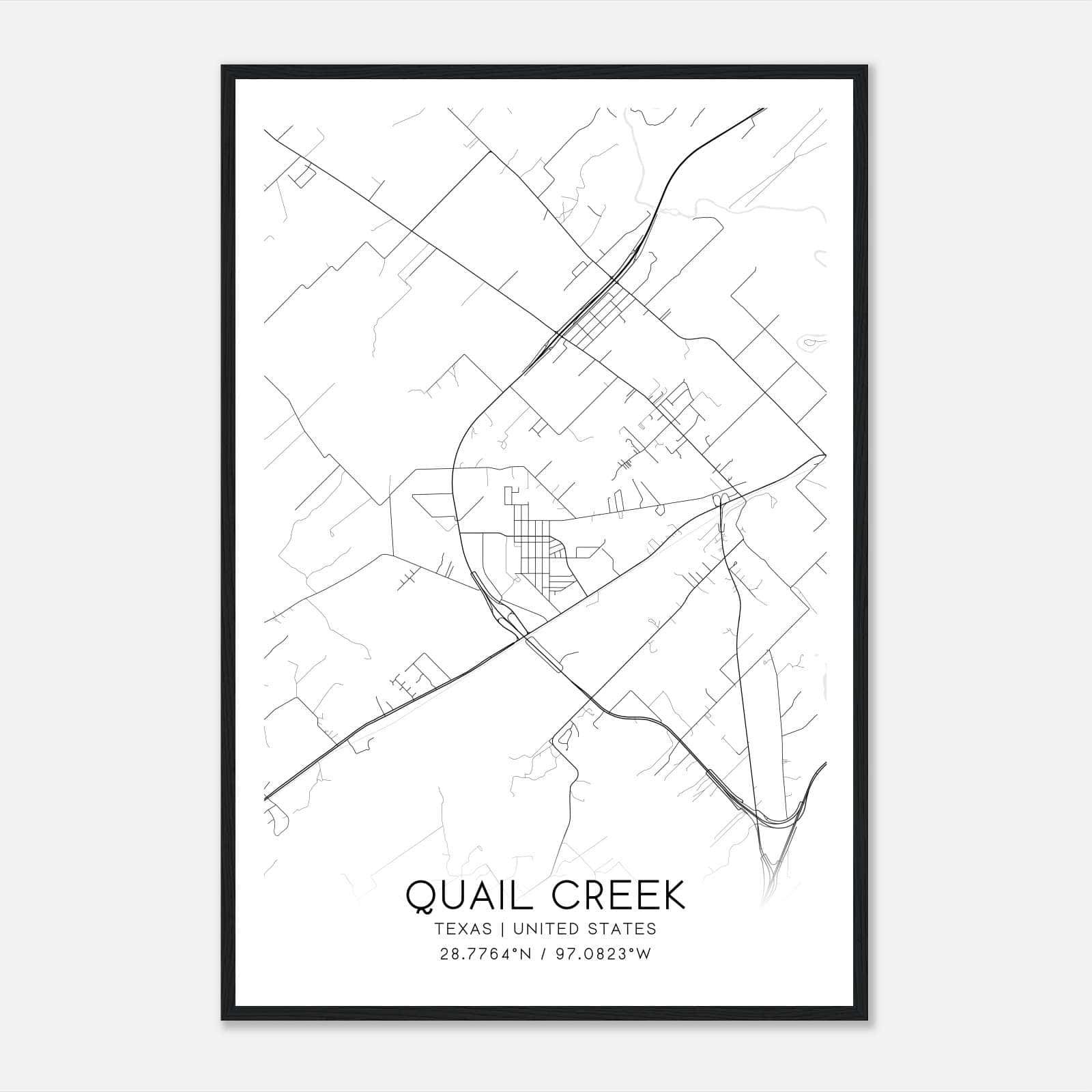 Quail Creek Texas Map Poster, Modern Home Decor Wall Art Print - Custom ...
