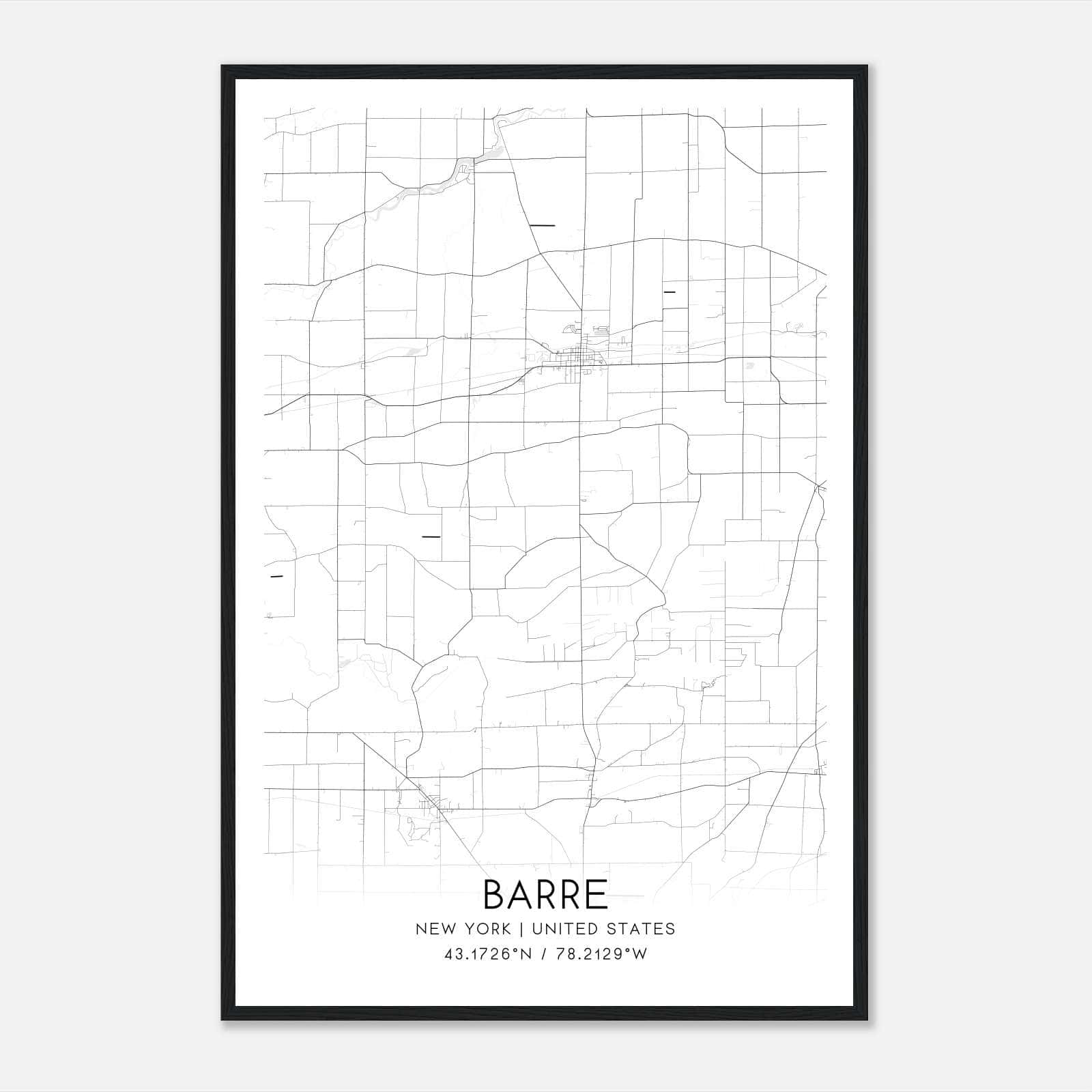 Barre New York Map Poster, Modern Home Decor Wall Art Print - Custom ...