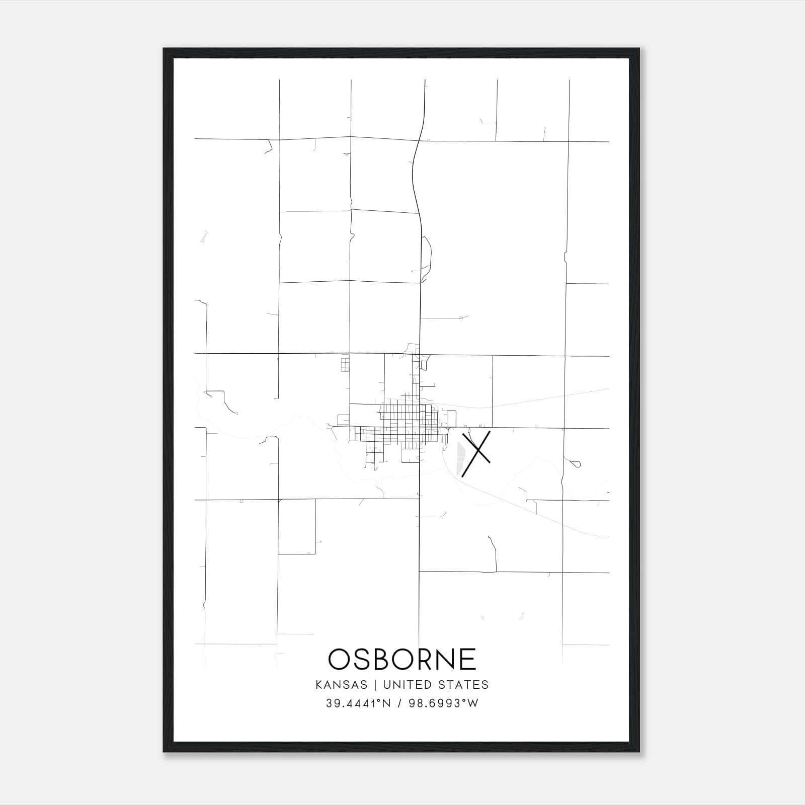 Osborne Kansas Map Poster, Modern Home Decor Wall Art Print - Custom ...