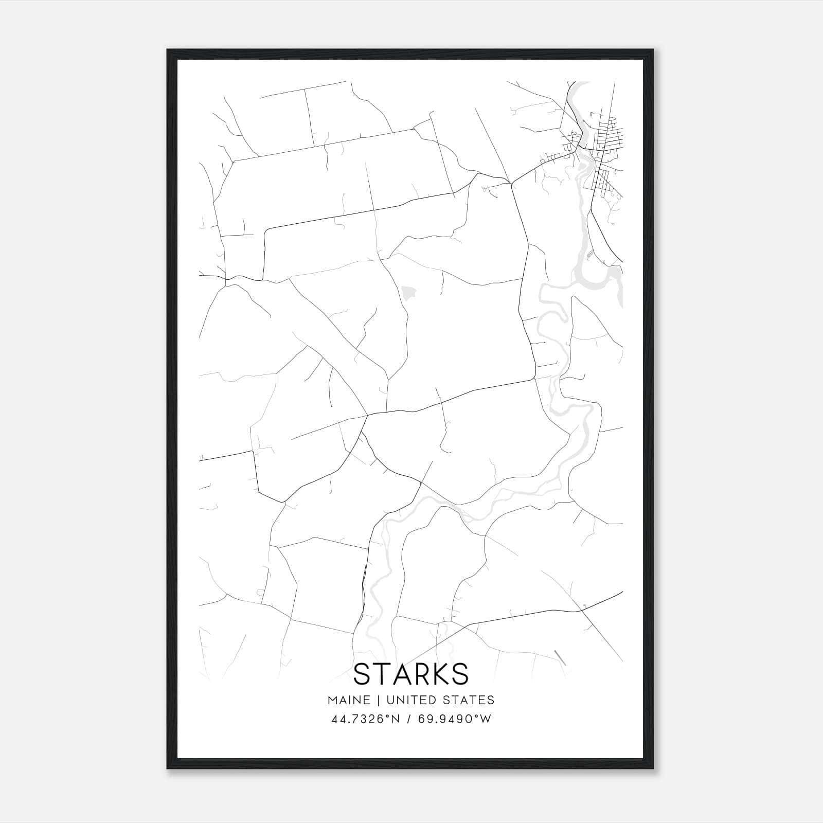Starks Maine Map Poster, Modern Home Decor Wall Art Print - Custom Maps ...