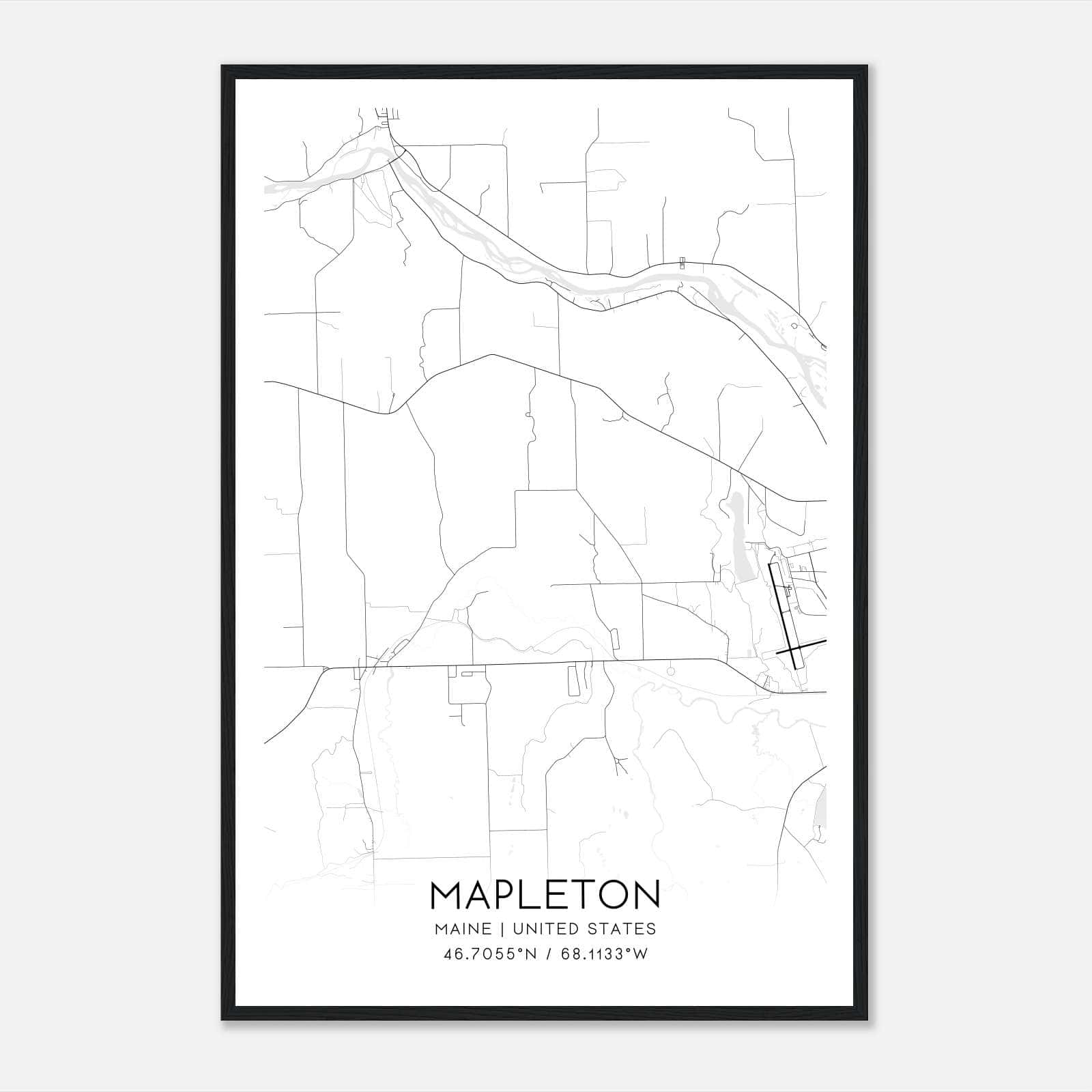 Mapleton Maine Map Poster, Modern Home Decor Wall Art Print - Custom ...