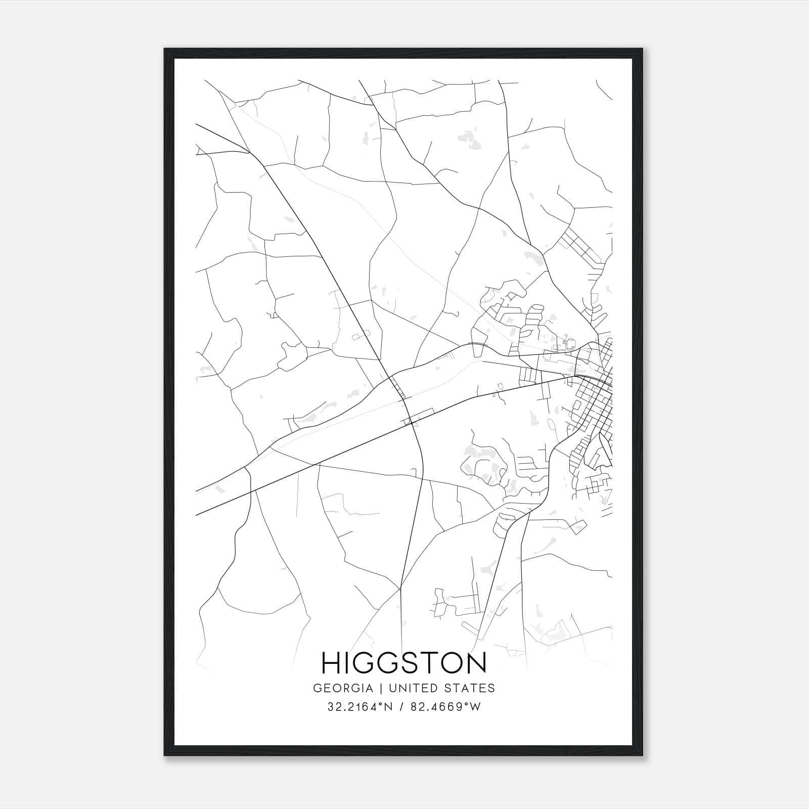 Higgston Georgia Map Poster, Modern Home Decor Wall Art Print - Custom ...