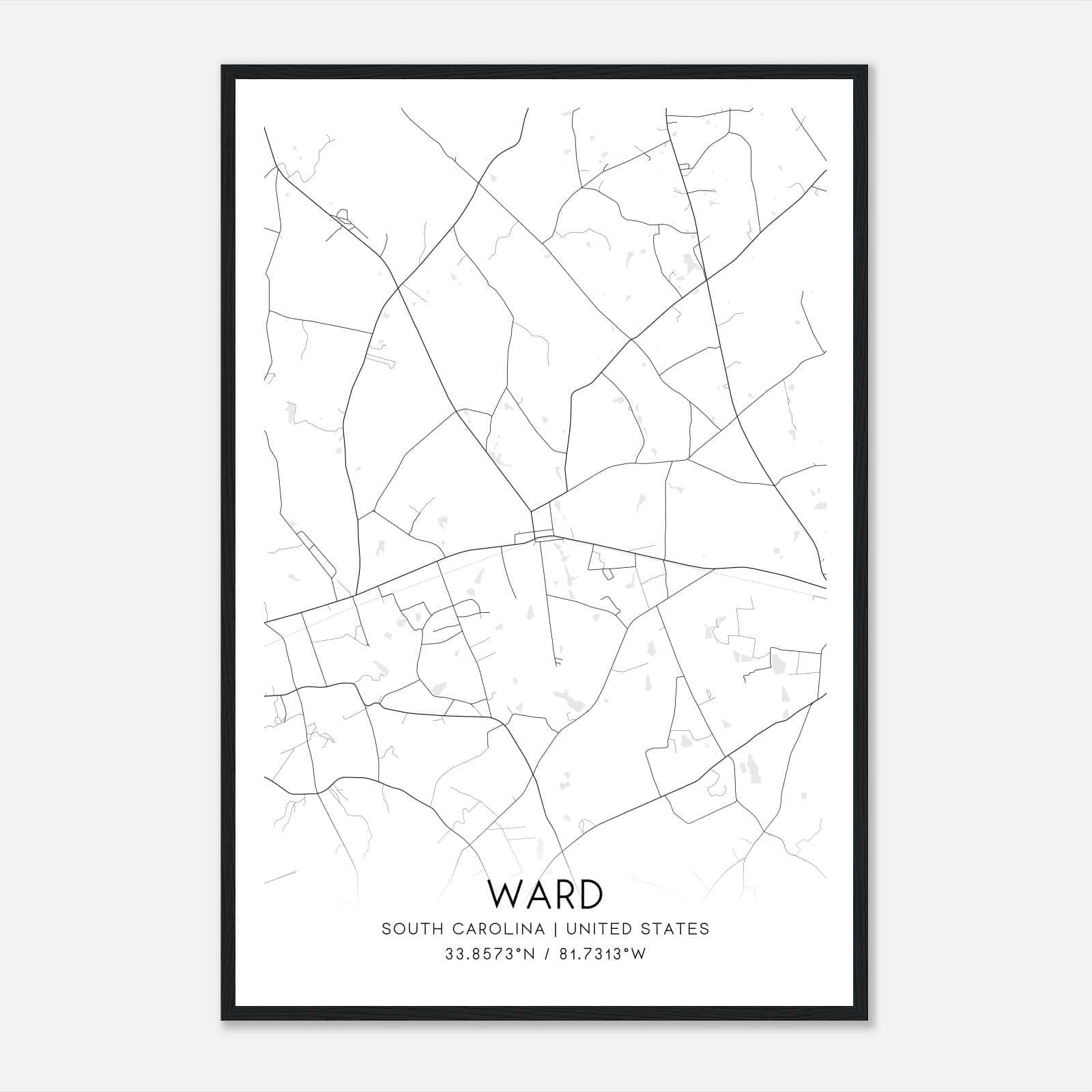 Ward South Carolina Map Poster, Modern Home Decor Wall Art Print ...