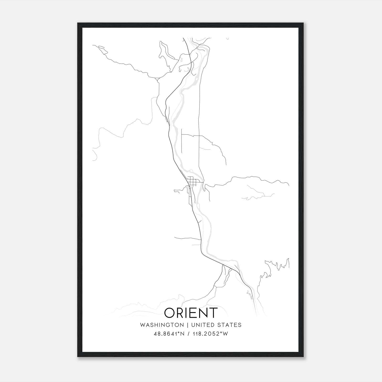 Orient Washington Map Poster, Modern Home Decor Wall Art Print - Custom ...