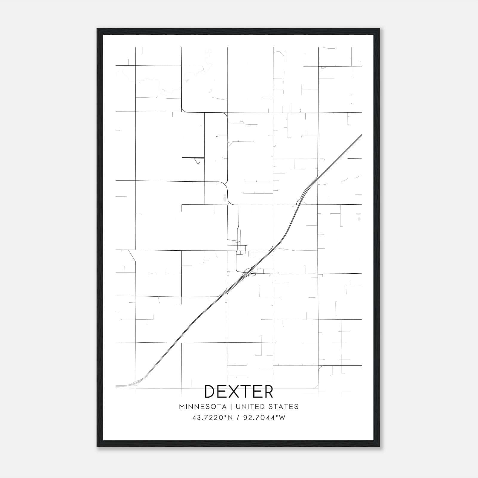 Dexter Minnesota Map Poster, Modern Home Decor Wall Art Print - Custom ...