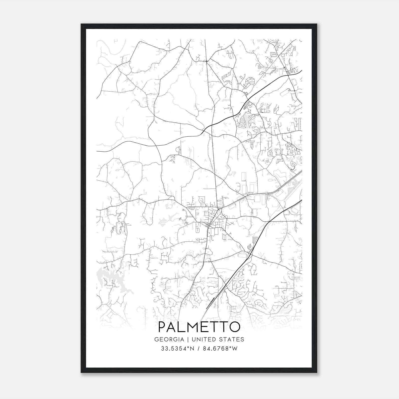 Palmetto Georgia Map Poster, Modern Home Decor Wall Art Print - Custom ...