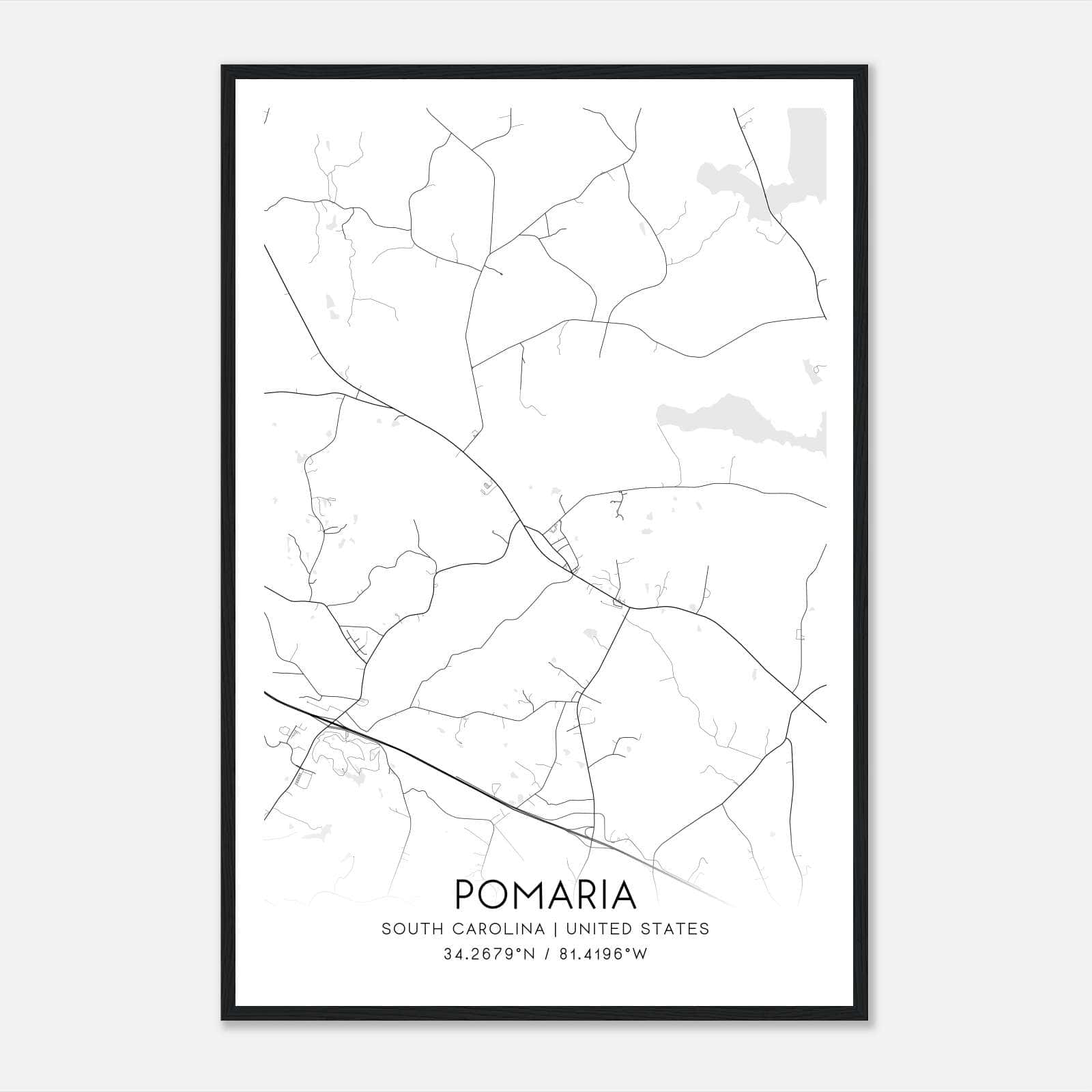 Pomaria South Carolina Map Poster, Modern Home Decor Wall Art Print ...