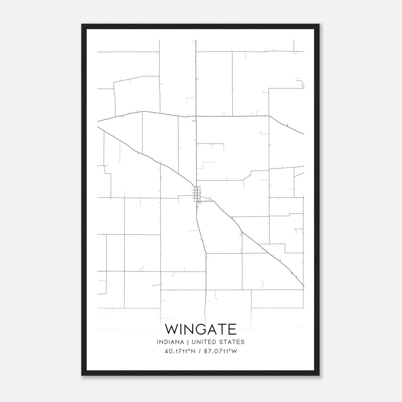 Wingate Indiana Map Poster, Modern Home Decor Wall Art Print - Custom ...