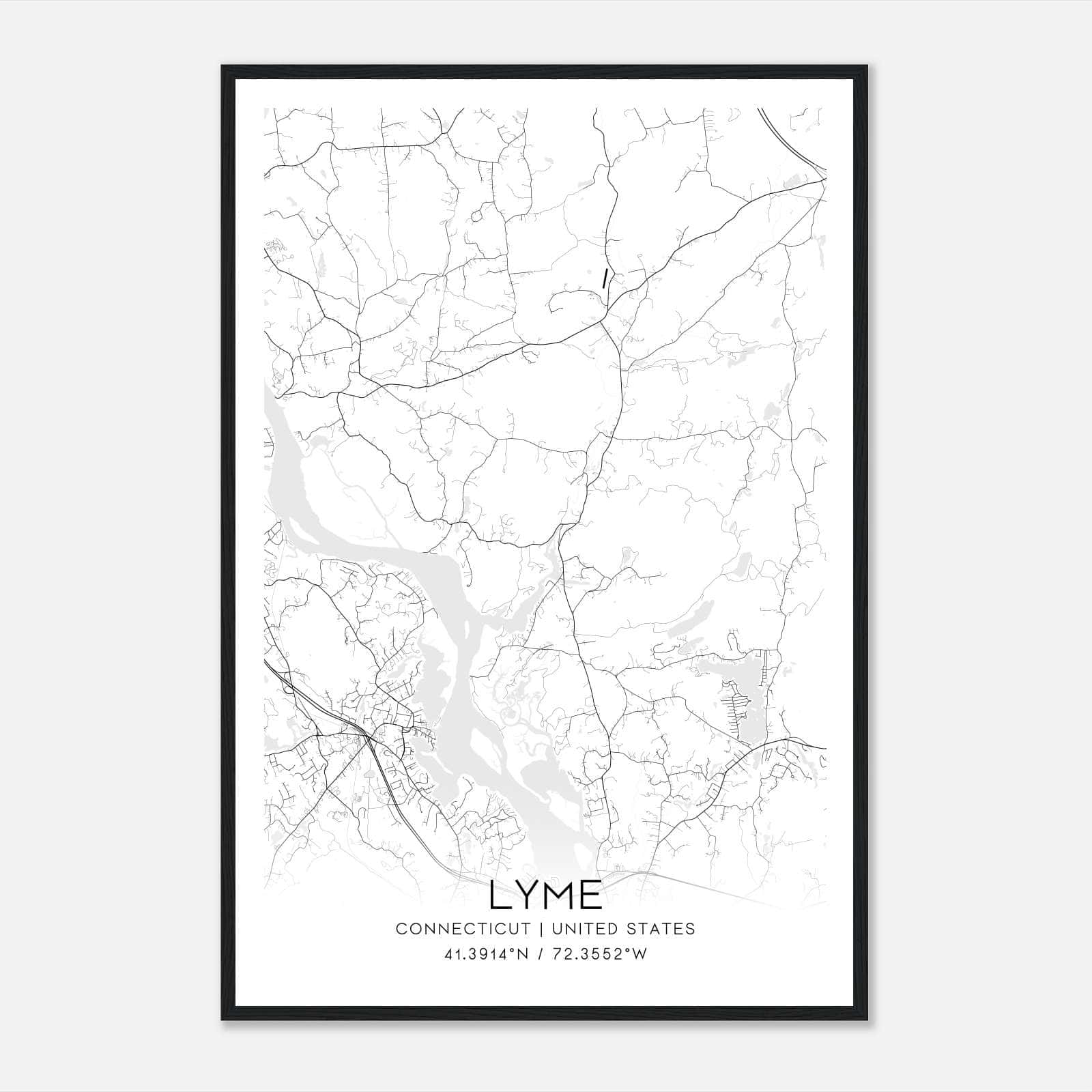 Lyme Connecticut Map Poster, Modern Home Decor Wall Art Print - Custom ...
