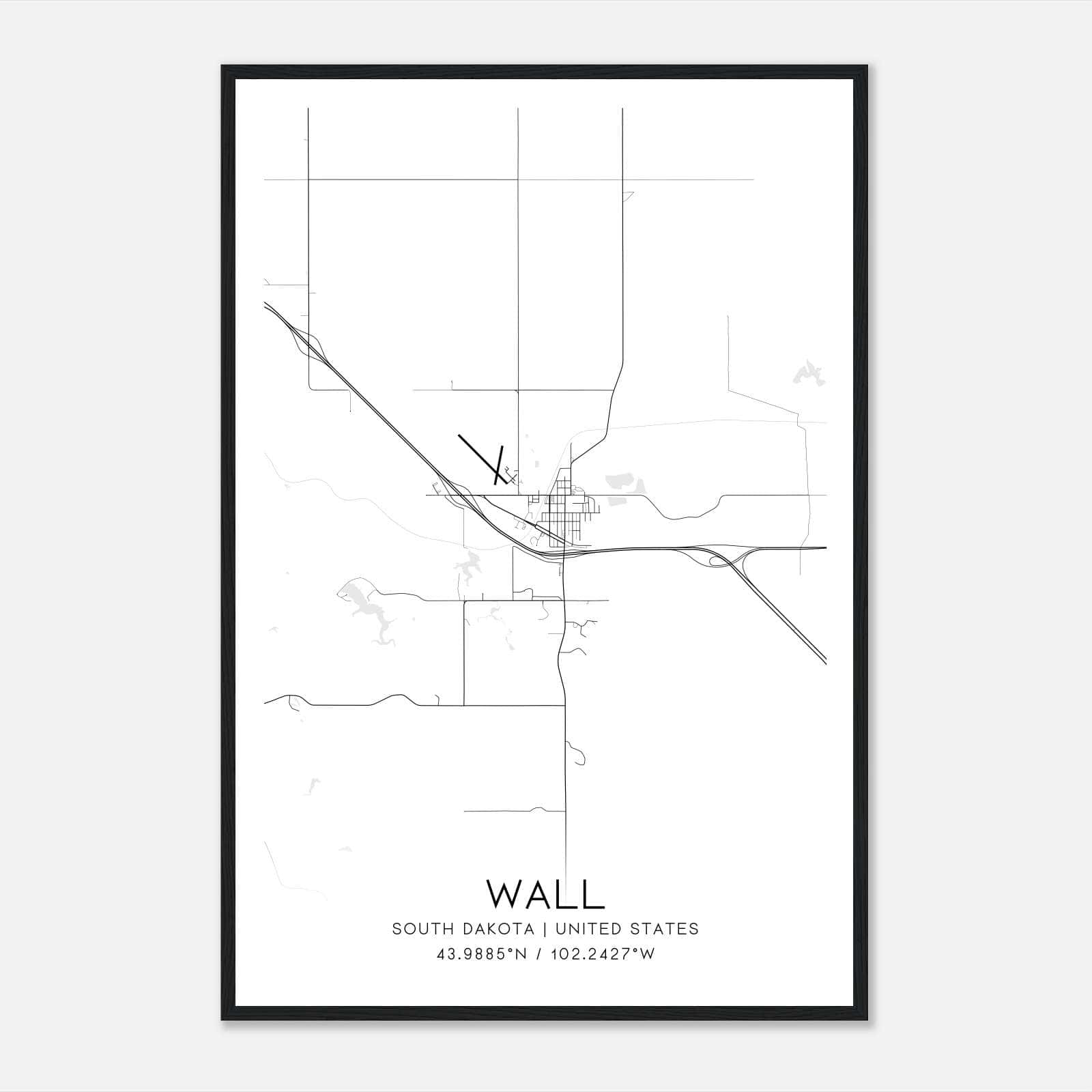 Wall South Dakota Map Poster, Modern Home Decor Wall Art Print - Custom ...