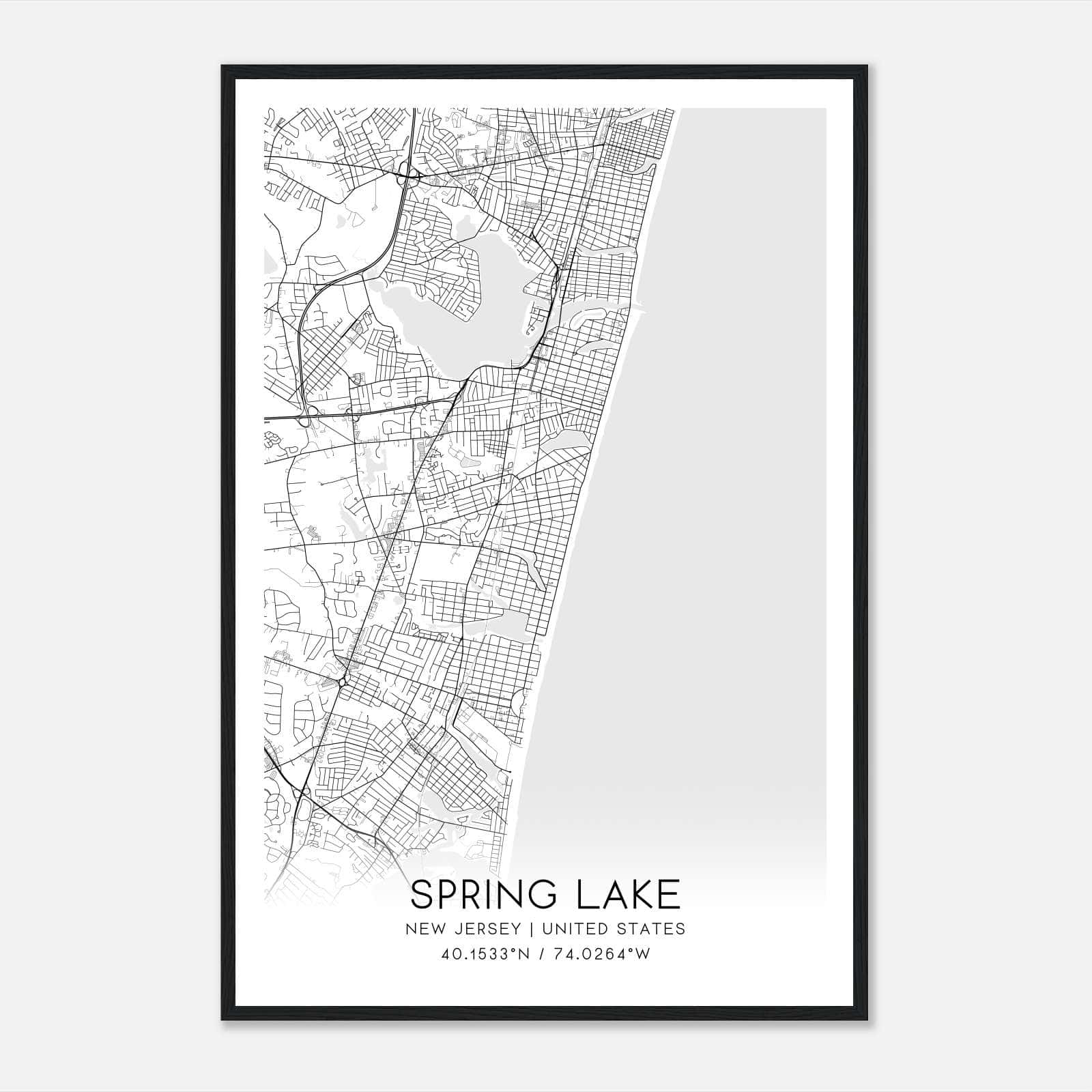 Spring Lake New Jersey Map Poster, Modern Home Decor Wall Art Print ...