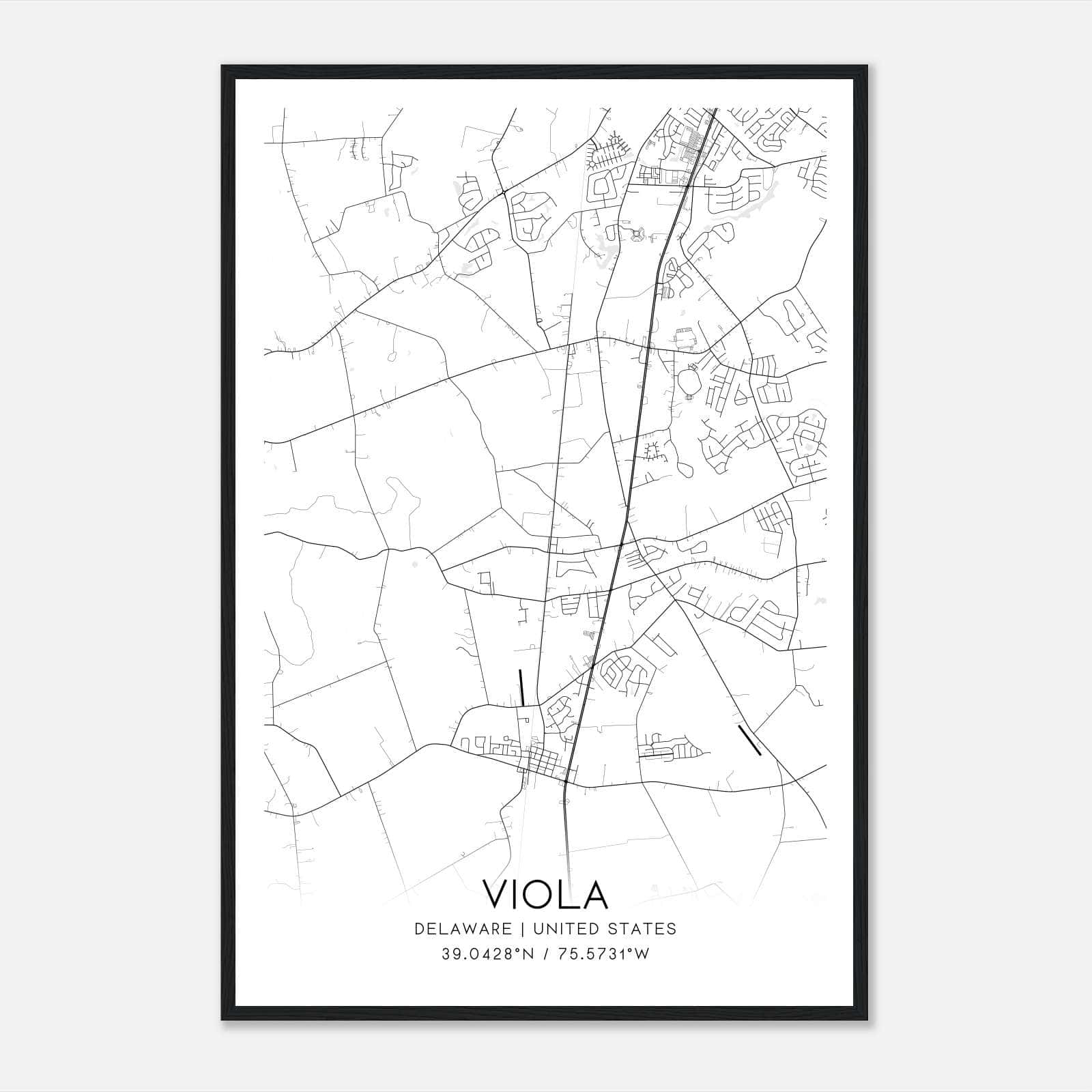 Viola Delaware Map Poster, Modern Home Decor Wall Art Print - Custom ...