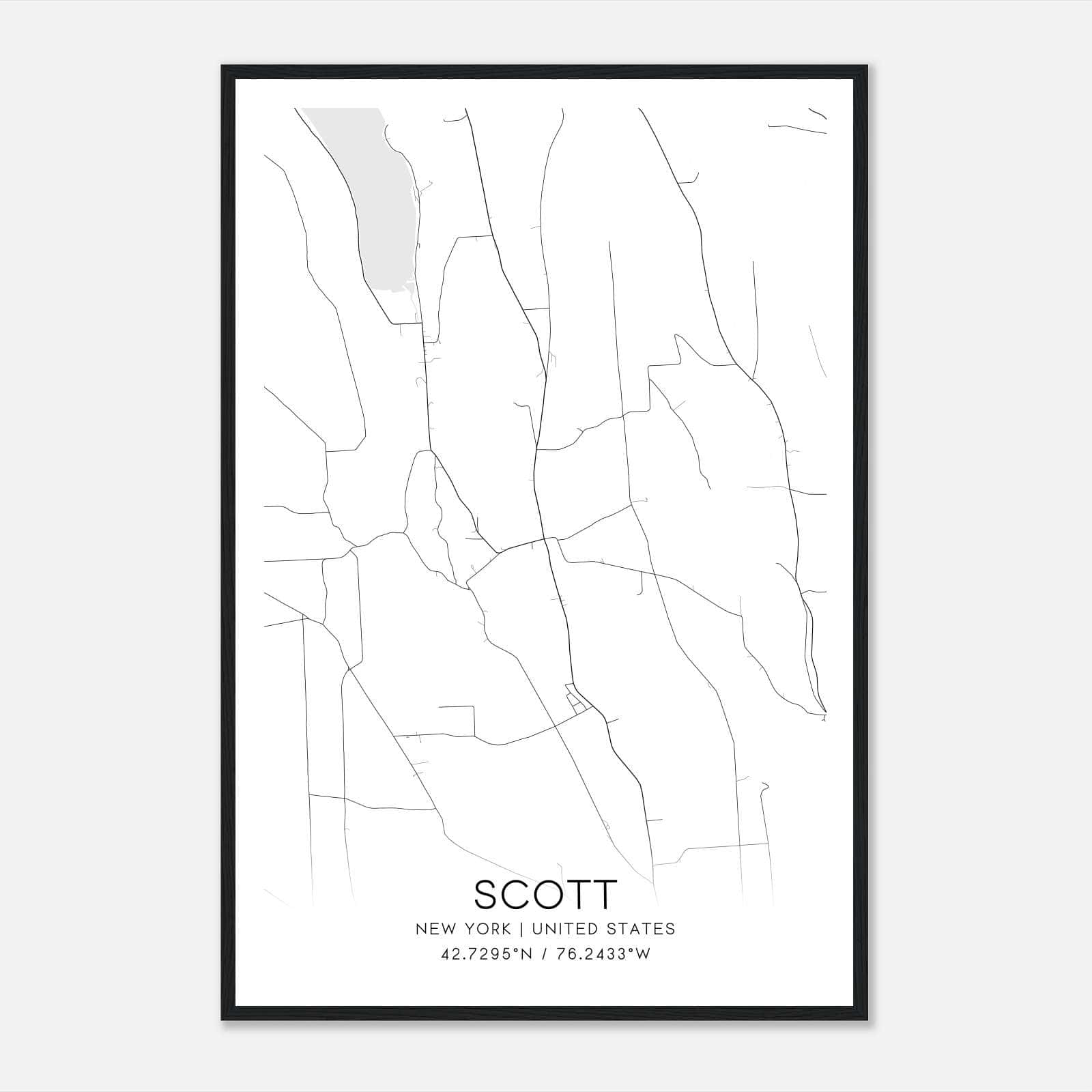 Scott New York Map Poster, Modern Home Decor Wall Art Print - Custom ...