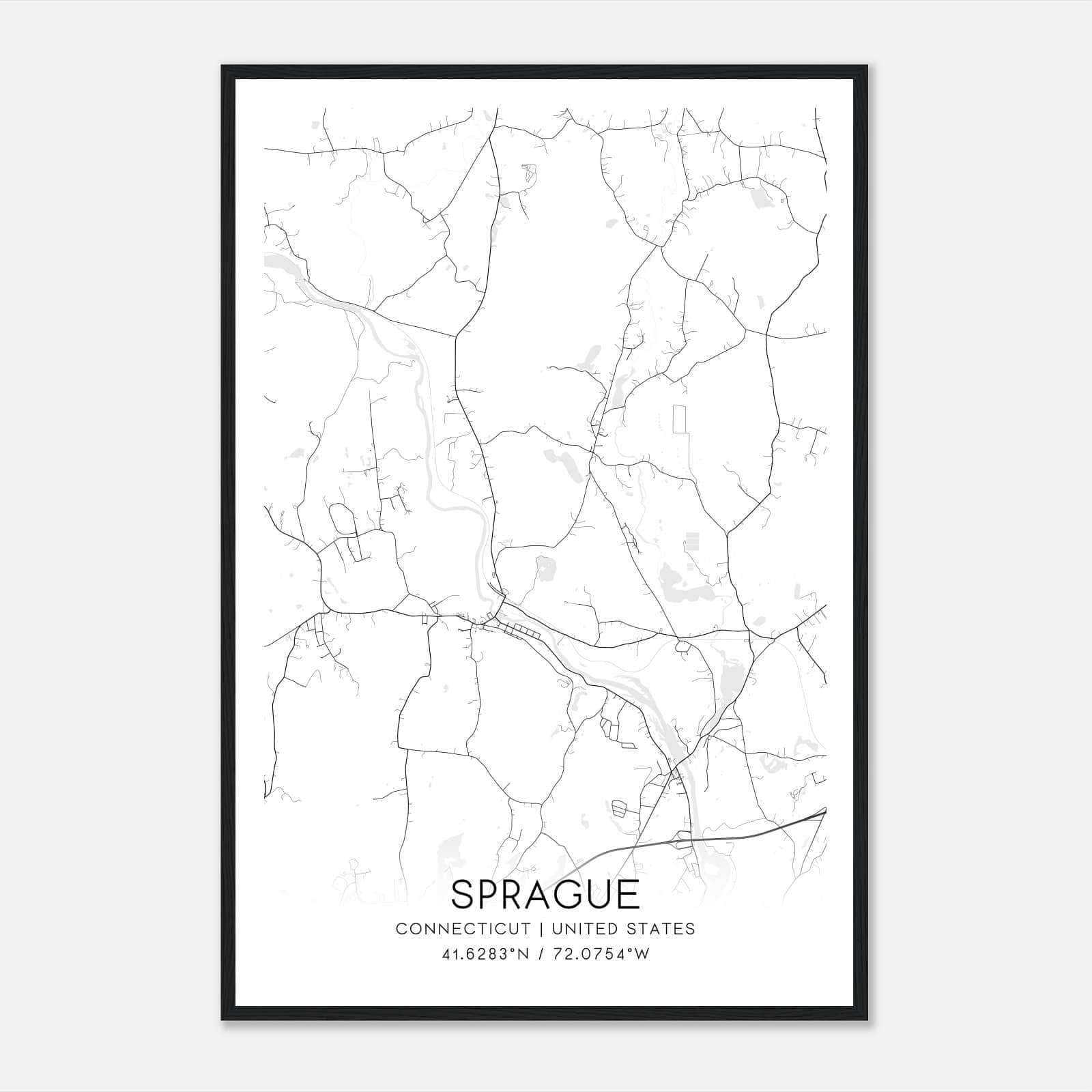 Sprague Connecticut Map Poster, Modern Home Decor Wall Art Print ...