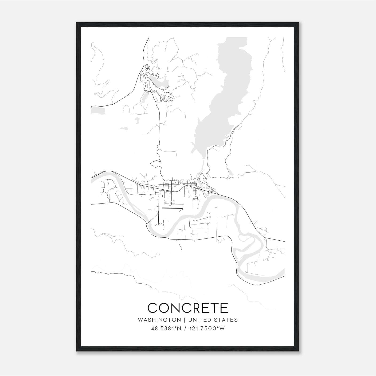 Concrete Washington Map Poster, Modern Home Decor Wall Art Print ...