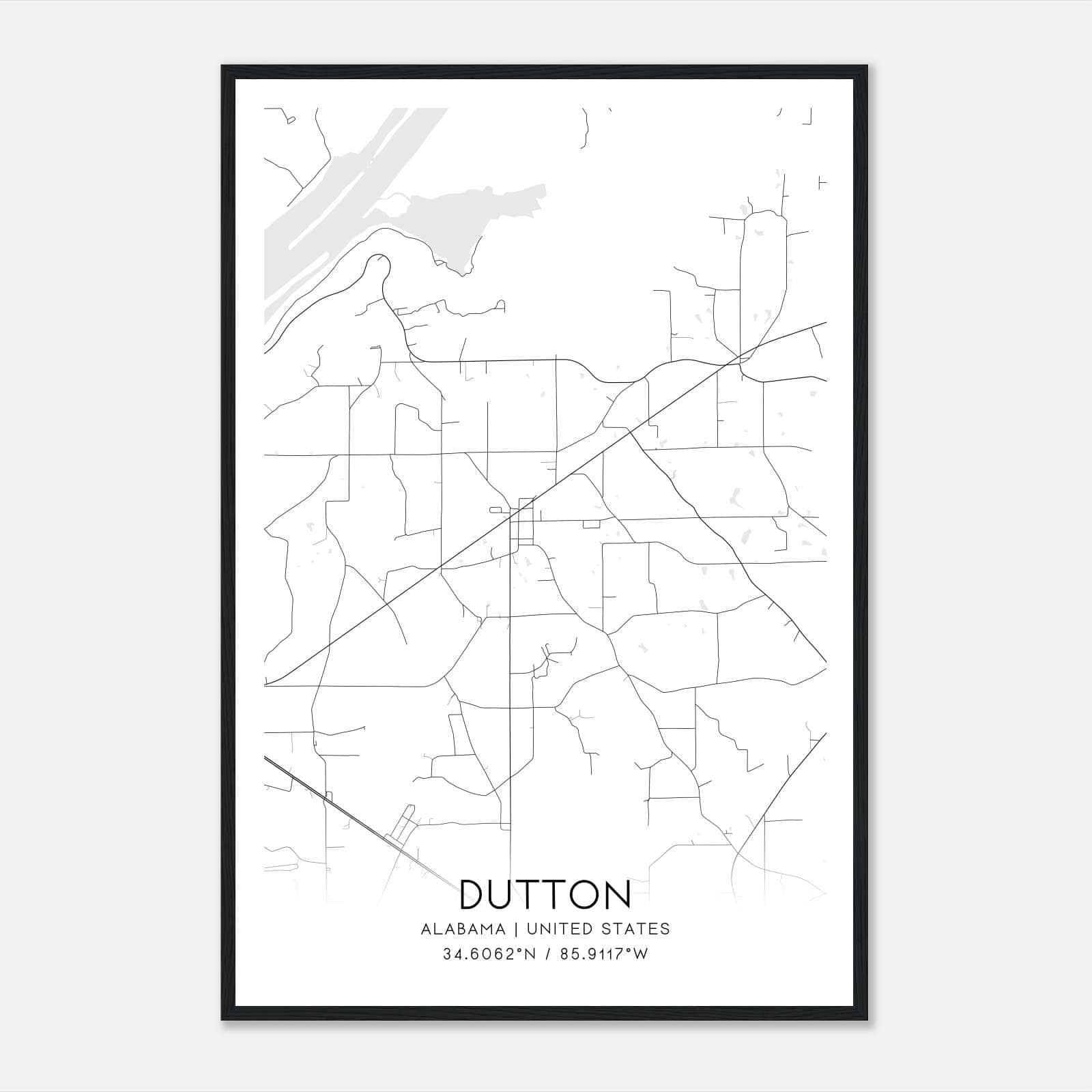Dutton Alabama Map Poster, Modern Home Decor Wall Art Print - Custom ...