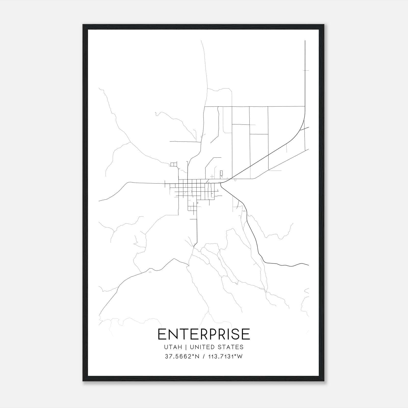 Enterprise Utah Map Poster, Modern Home Decor Wall Art Print - Custom Maps & Posters