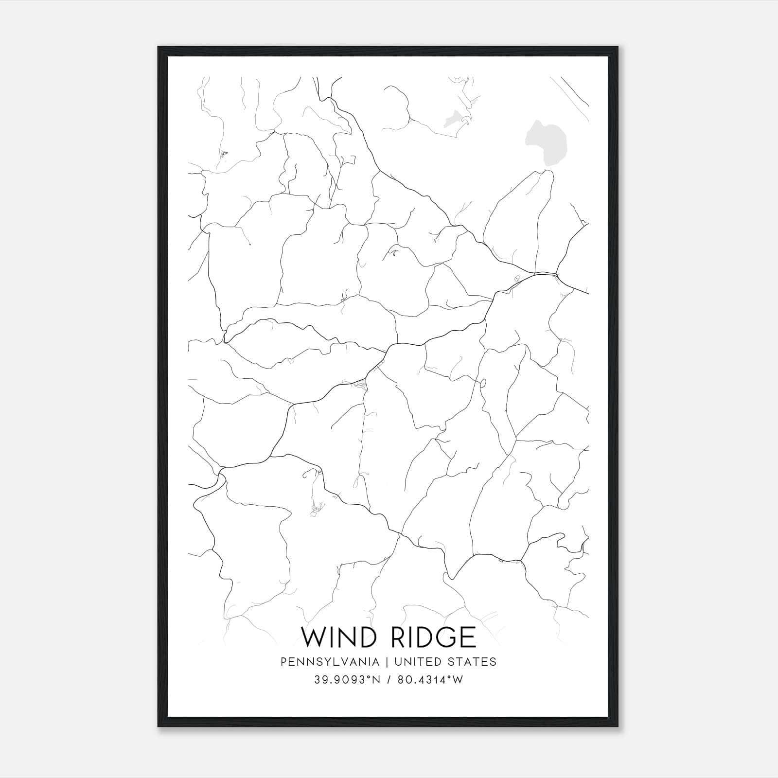 Wind Ridge Pennsylvania Map Poster, Modern Home Decor Wall Art Print ...