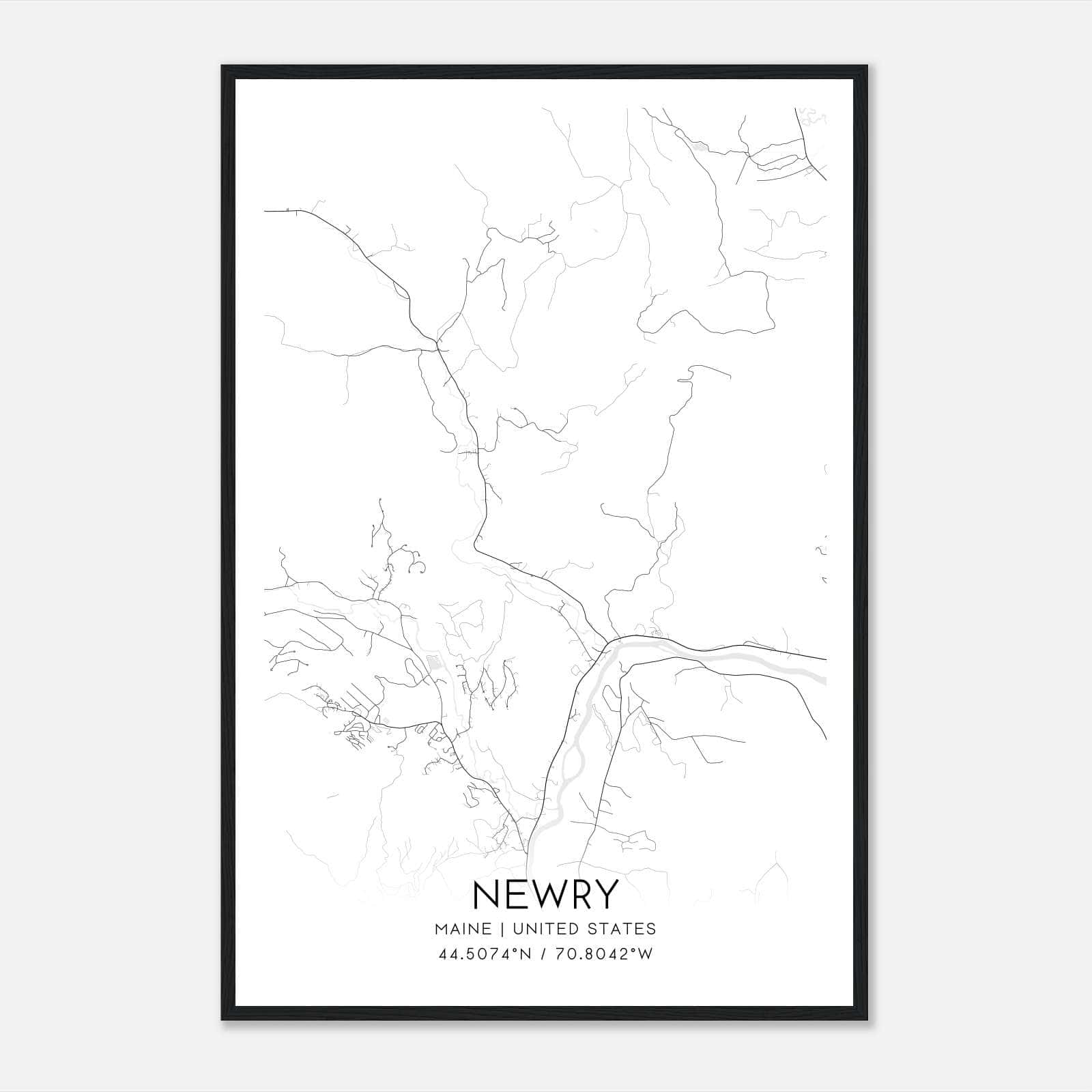 Newry Maine Map Poster, Modern Home Decor Wall Art Print - Custom Maps ...