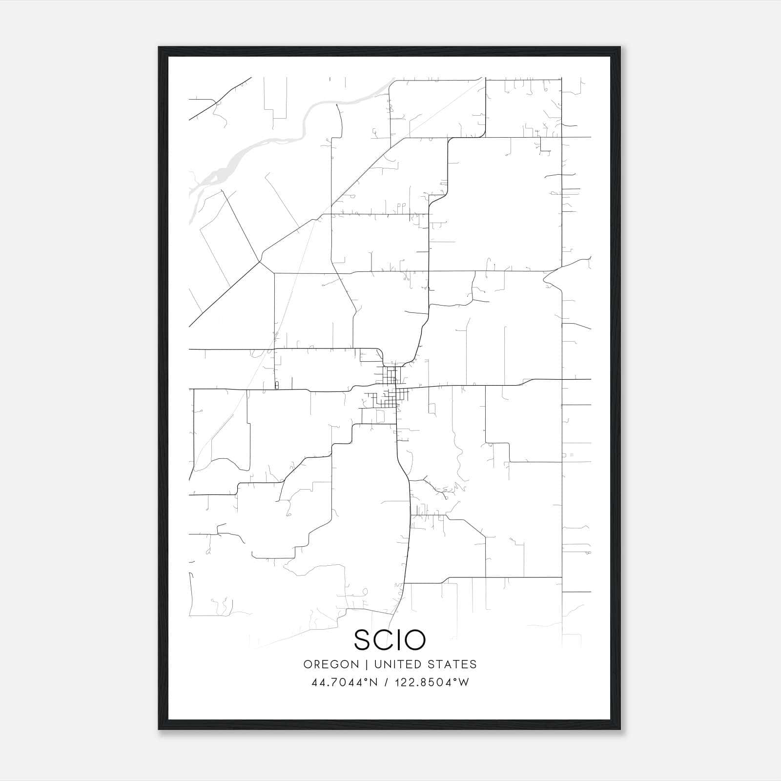 Scio Oregon Map Poster, Modern Home Decor Wall Art Print - Custom Maps ...