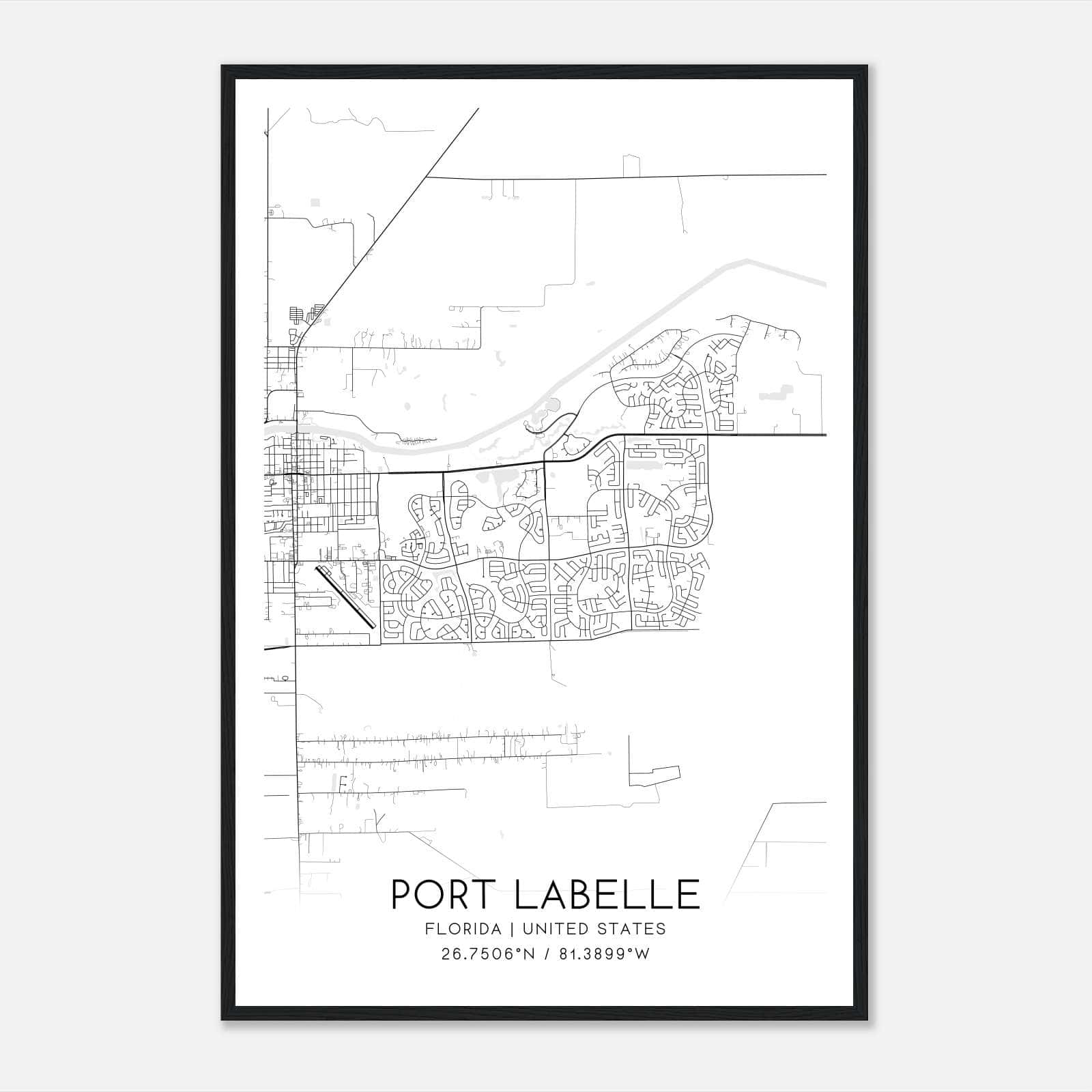 Port Labelle Florida Map Poster, Modern Home Decor Wall Art Print ...