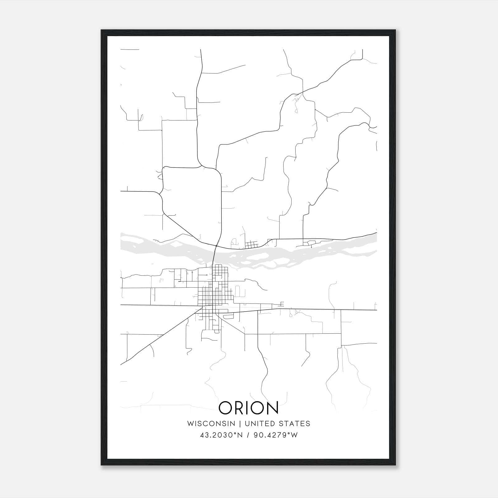 Orion Wisconsin Map Poster, Modern Home Decor Wall Art Print - Custom ...