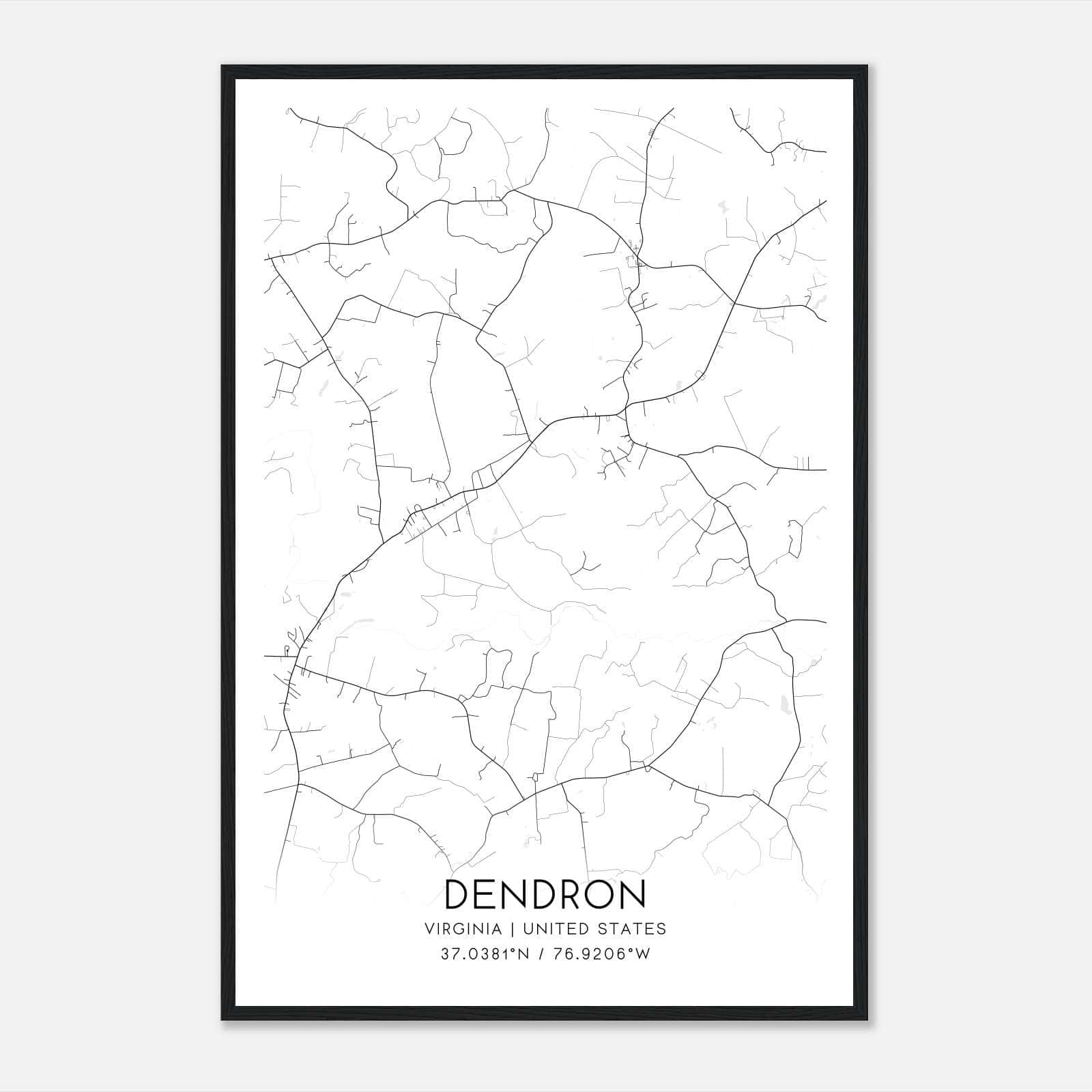 Dendron Virginia Map Poster, Modern Home Decor Wall Art Print - Custom ...