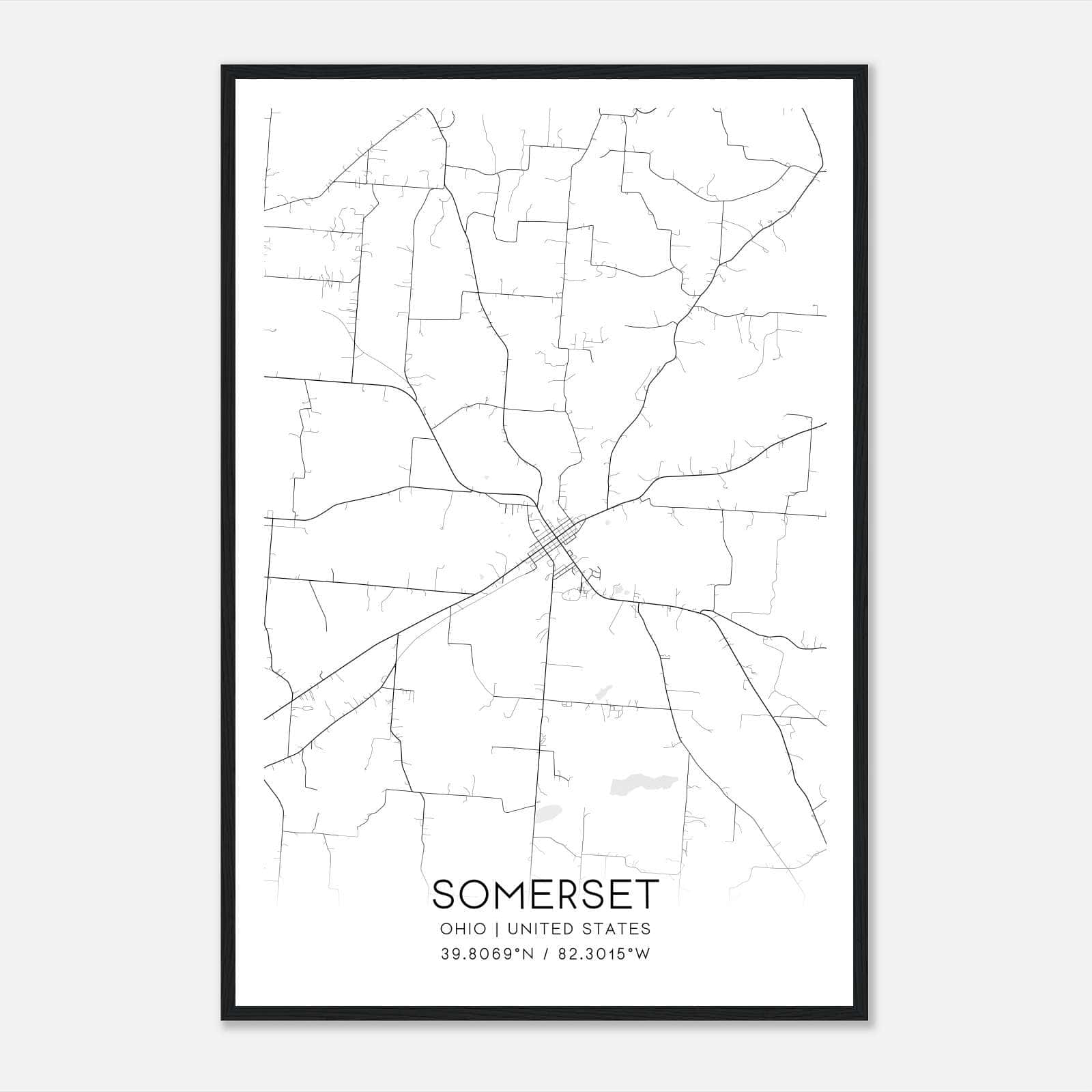 Somerset Ohio Map Poster, Modern Home Decor Wall Art Print - Custom ...