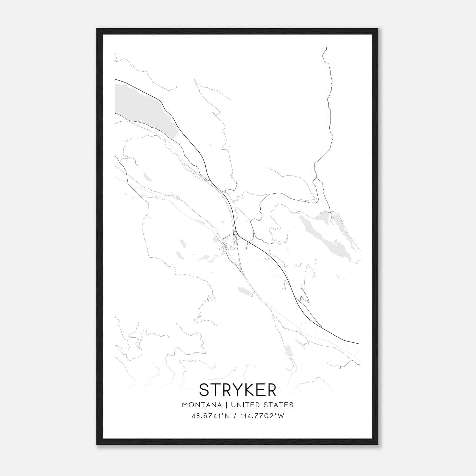 Stryker Montana Map Poster, Modern Home Decor Wall Art Print - Custom ...